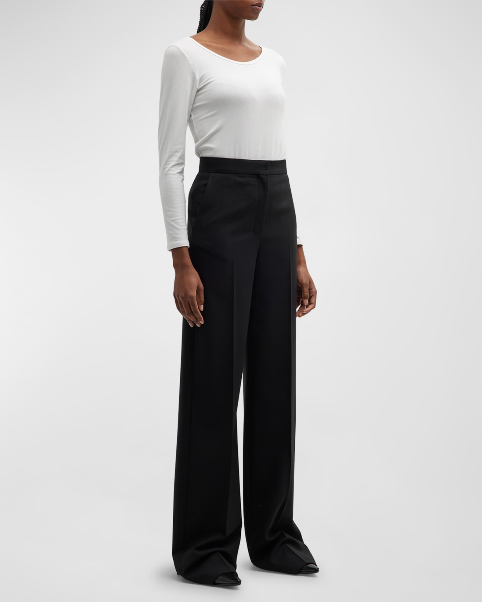THE ROW Raya Scoop-Neck Long-Sleeve Rib Top | Neiman Marcus