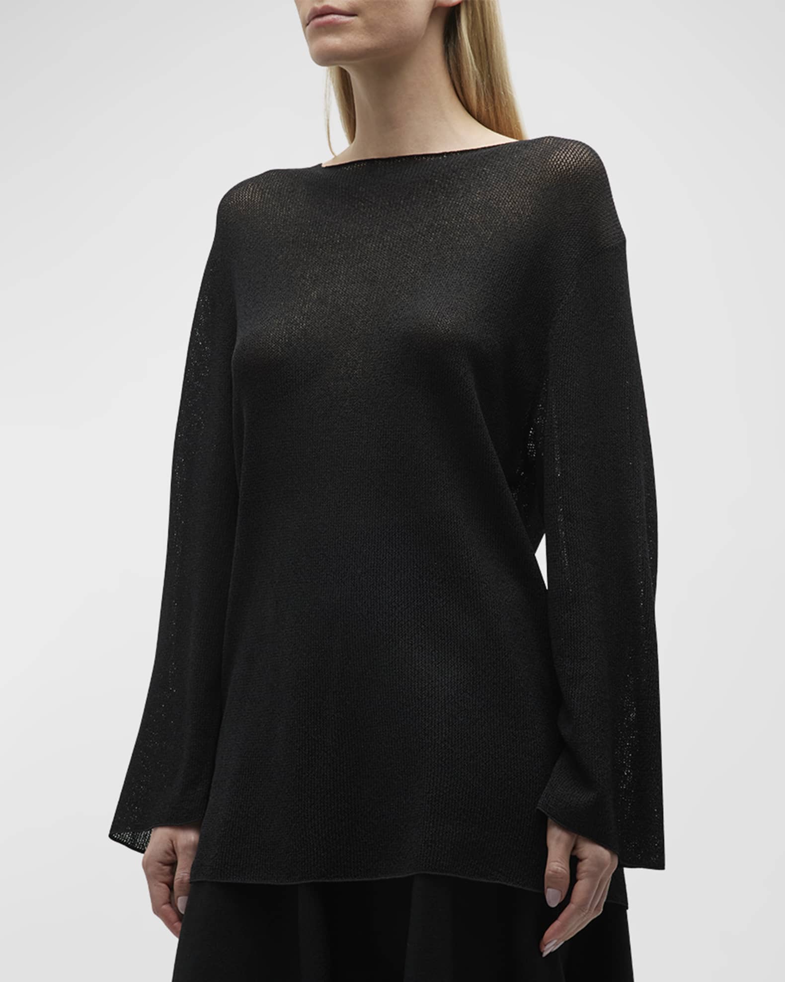 THE ROW Camillo High-Neck Silk Knit Sweater | Neiman Marcus