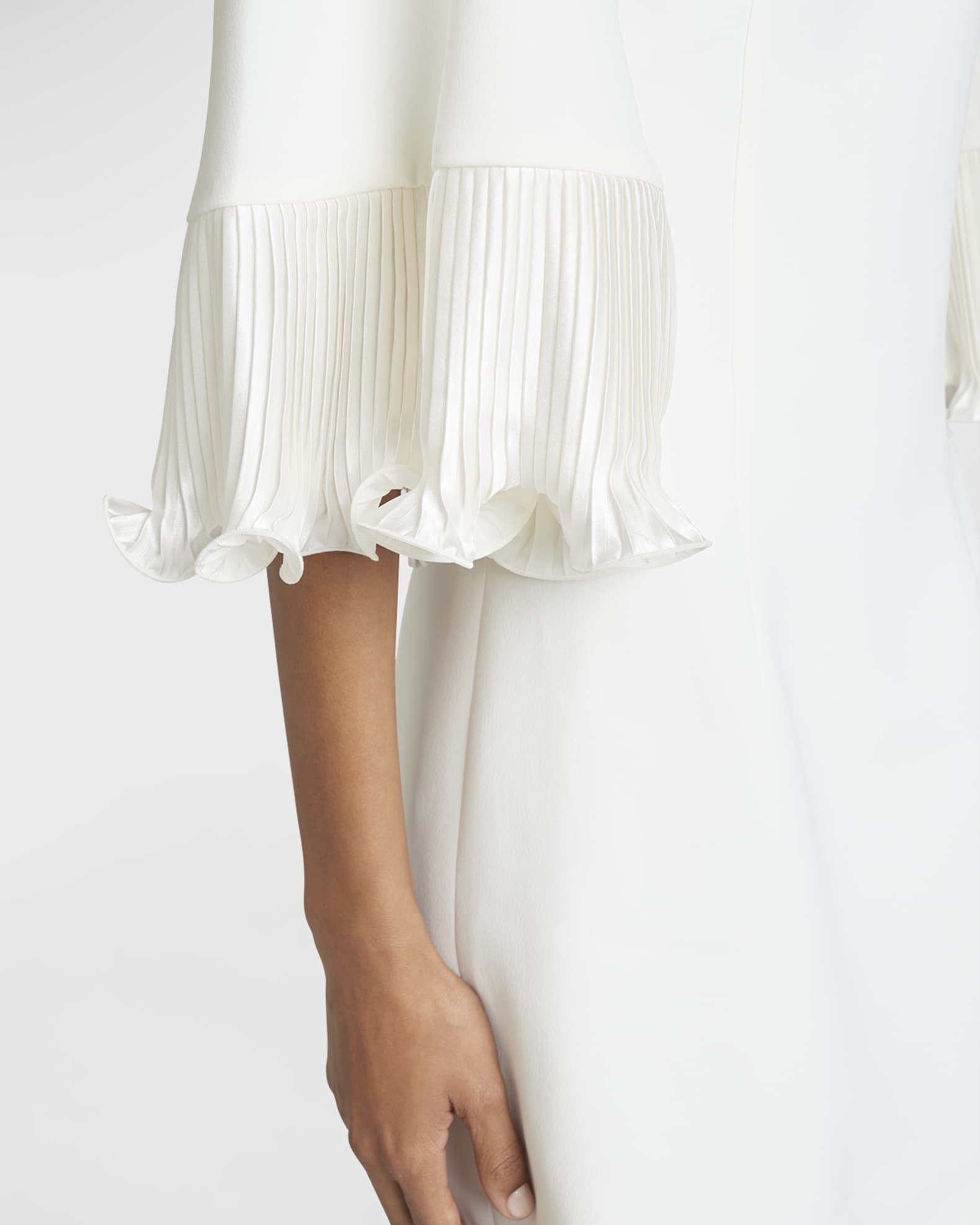 Andrew Gn Plisse-Cuff Belted Mini Dress | Neiman Marcus
