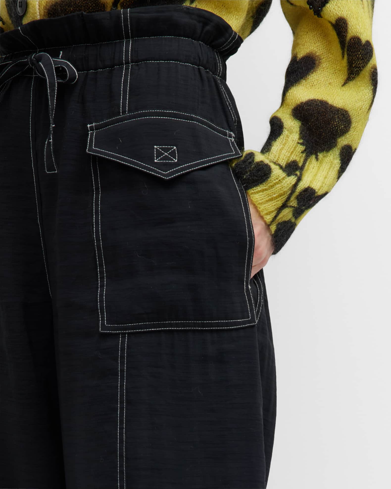 Ganni Light Slub High Rise Pocket Pants | Neiman Marcus