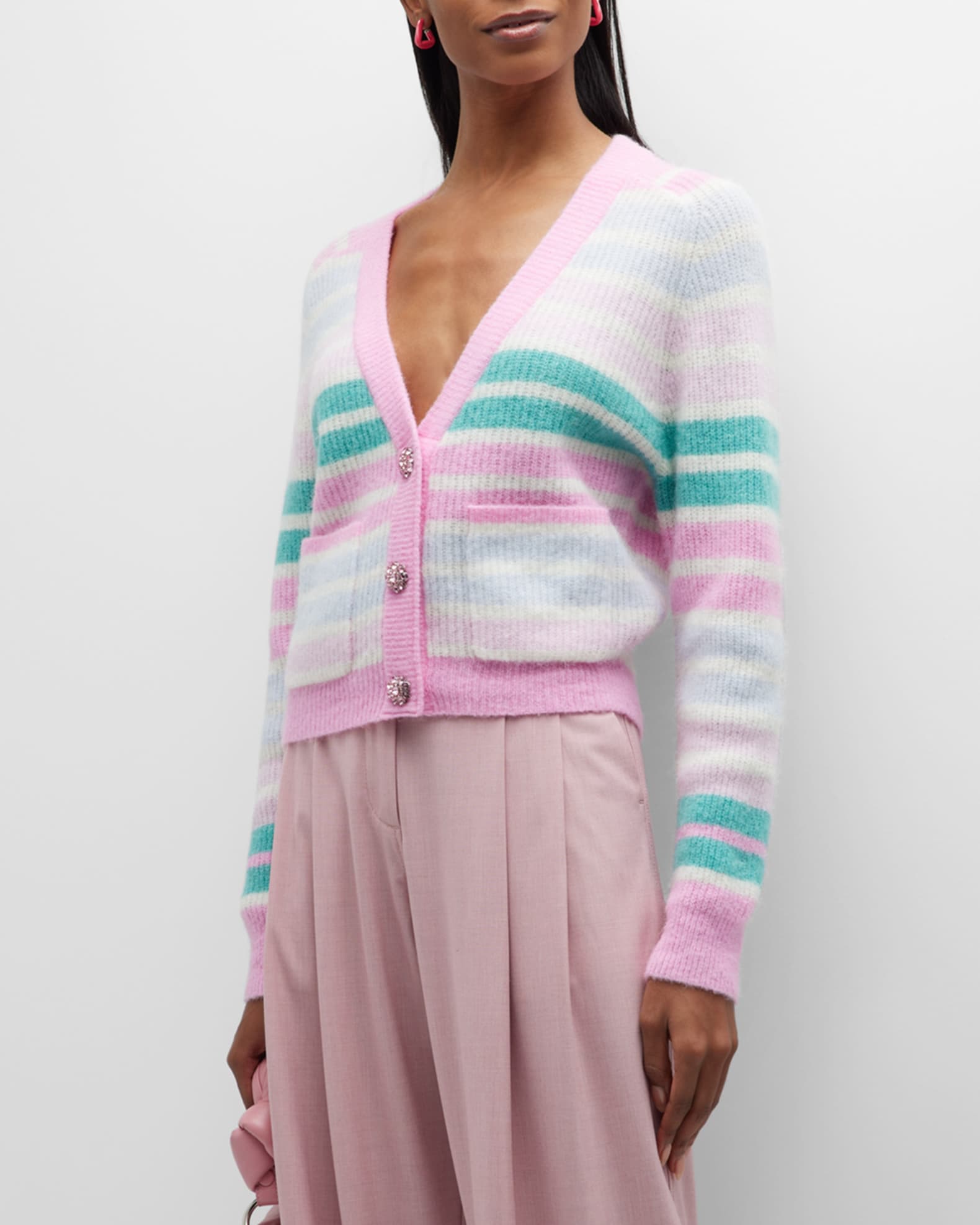 Ganni Striped Wool Cardigan | Neiman Marcus