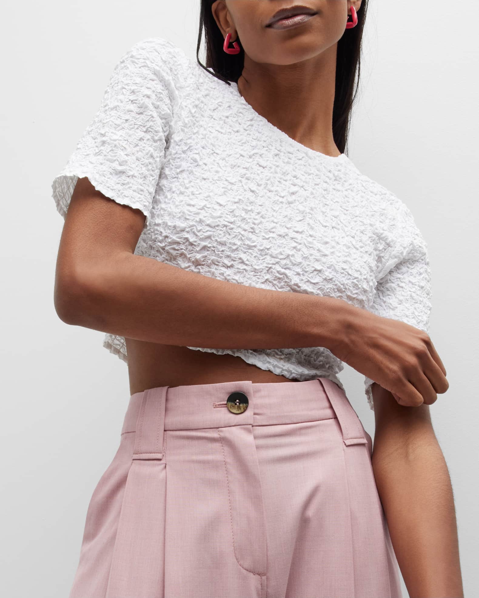 Ganni Smocked Crop Top | Neiman Marcus