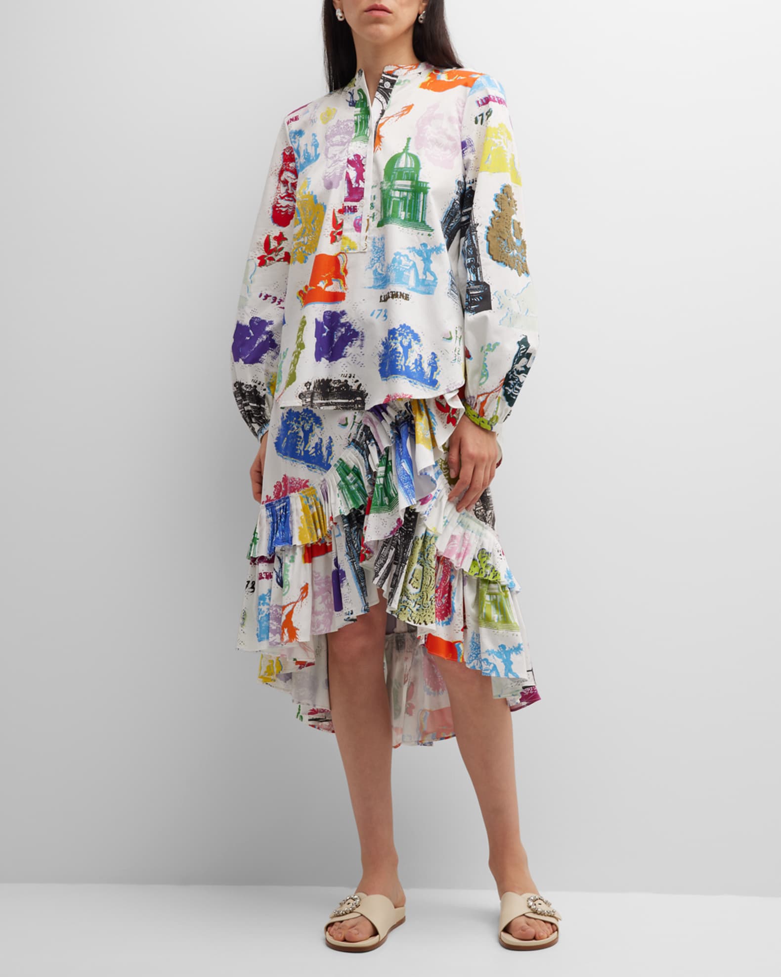 Libertine Larc De Libertine Summer Ruffled Midi Wrap Skirt | Neiman Marcus