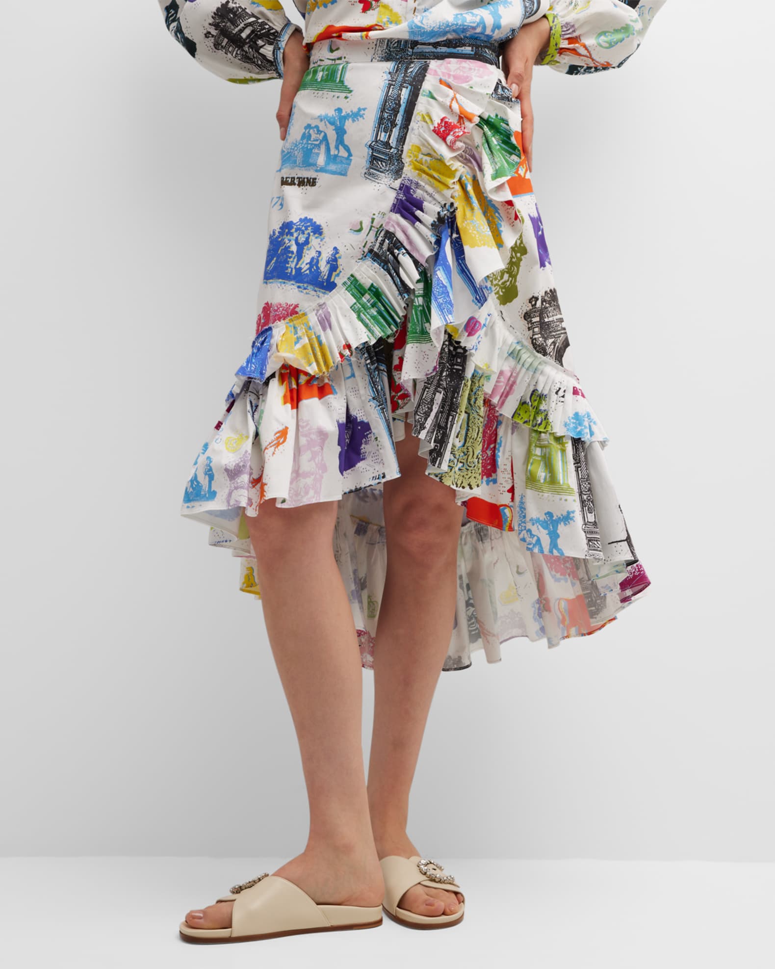 Libertine Larc De Libertine Summer Ruffled Midi Wrap Skirt | Neiman Marcus