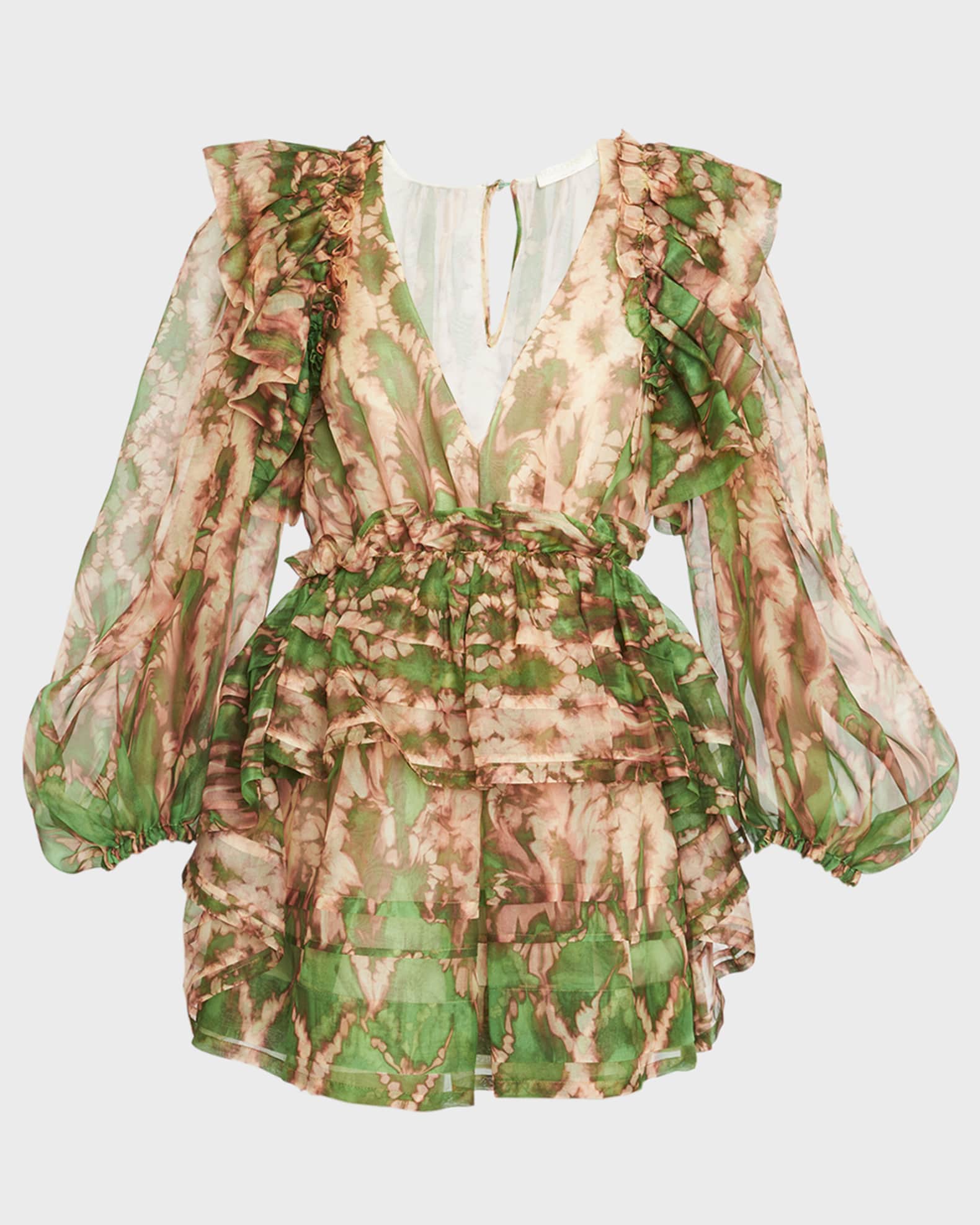 Ulla Johnson Adelaide Puff-Sleeve Silk Organza Mini Dress | Neiman Marcus