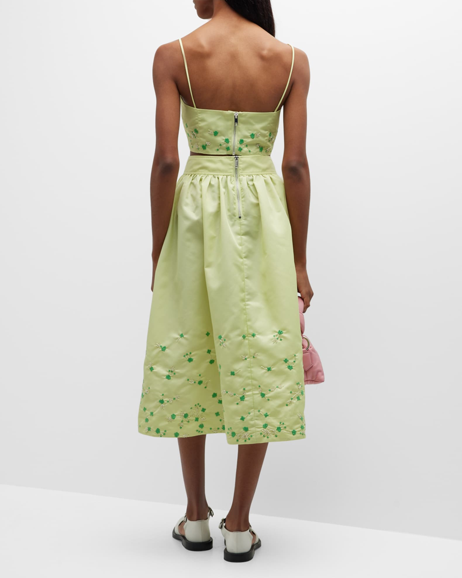 Ganni Floral Embroidered Crop Top | Neiman Marcus