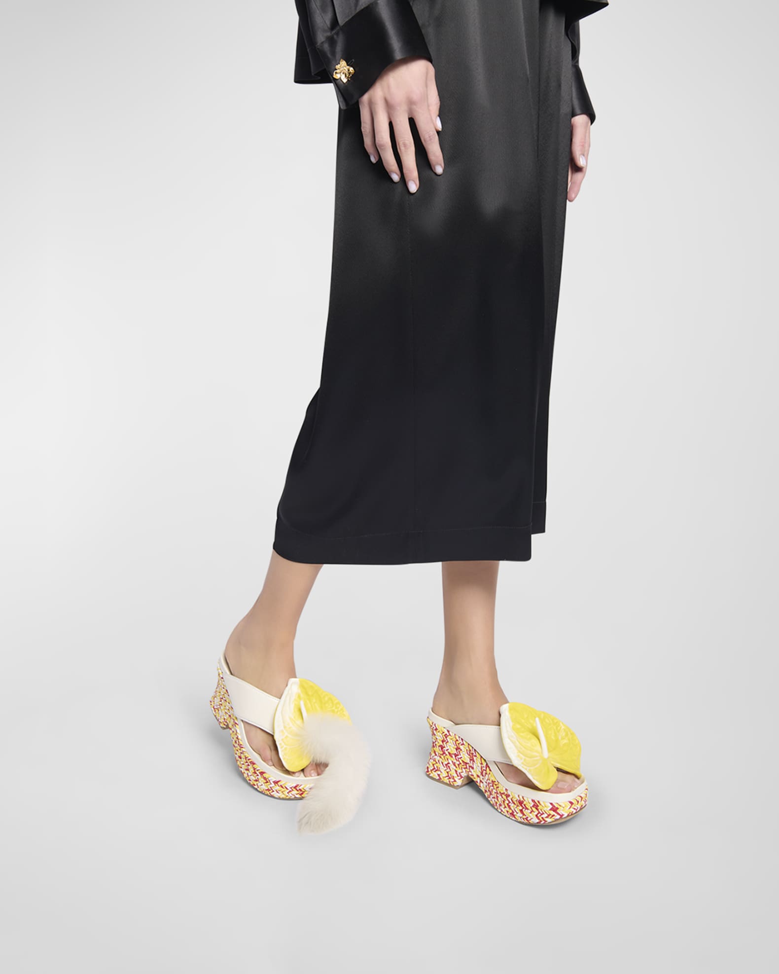 Loewe Petal Thong Platform Sandals | Neiman Marcus