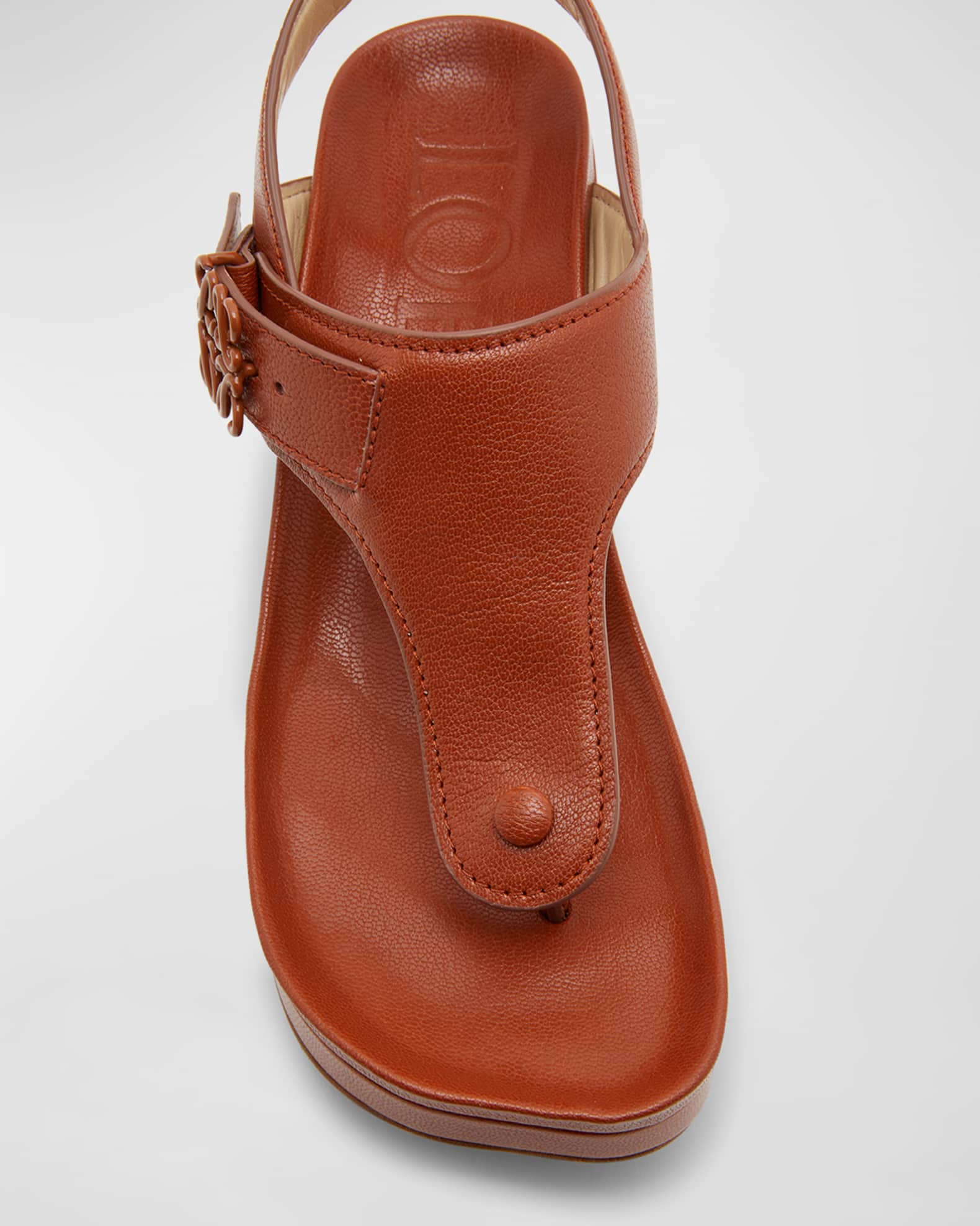 Loewe Leather Medallion Buckle Thong Sandals | Neiman Marcus