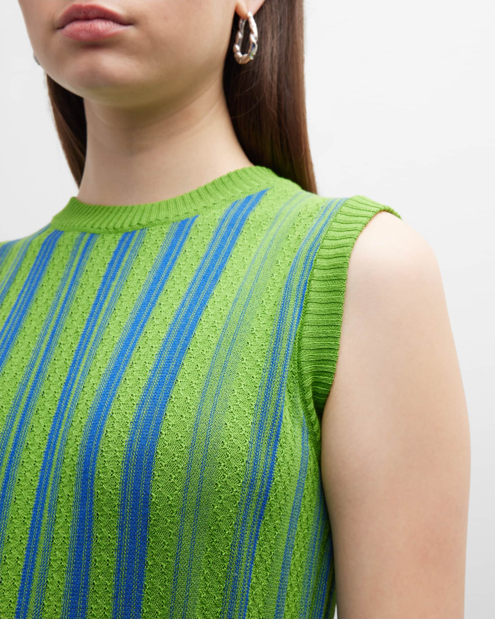 Misook Belted Sleeveless Striped Midi Dress | Neiman Marcus