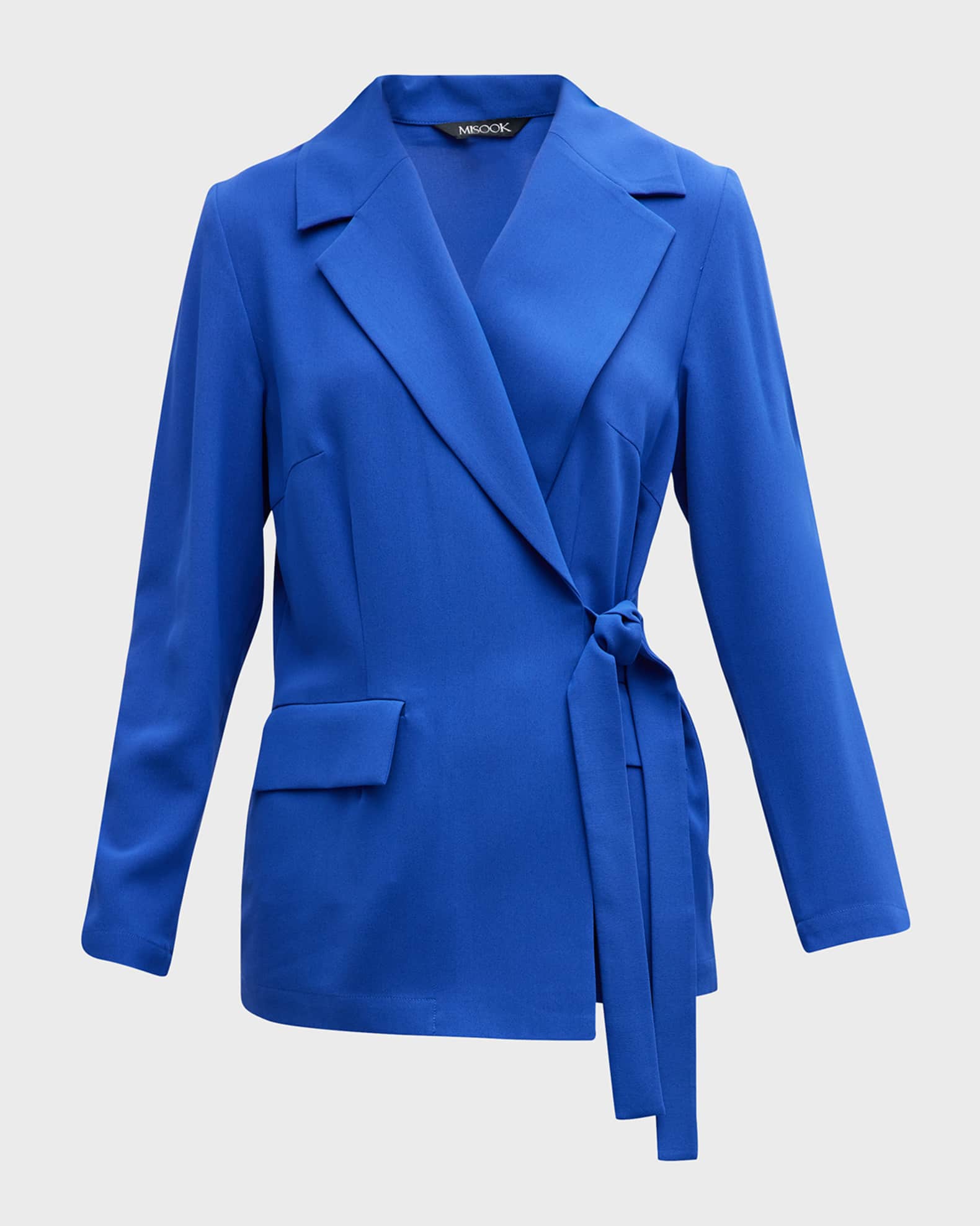 Misook Side-Tie Notched-Lapel Wrap-Front Jacket | Neiman Marcus