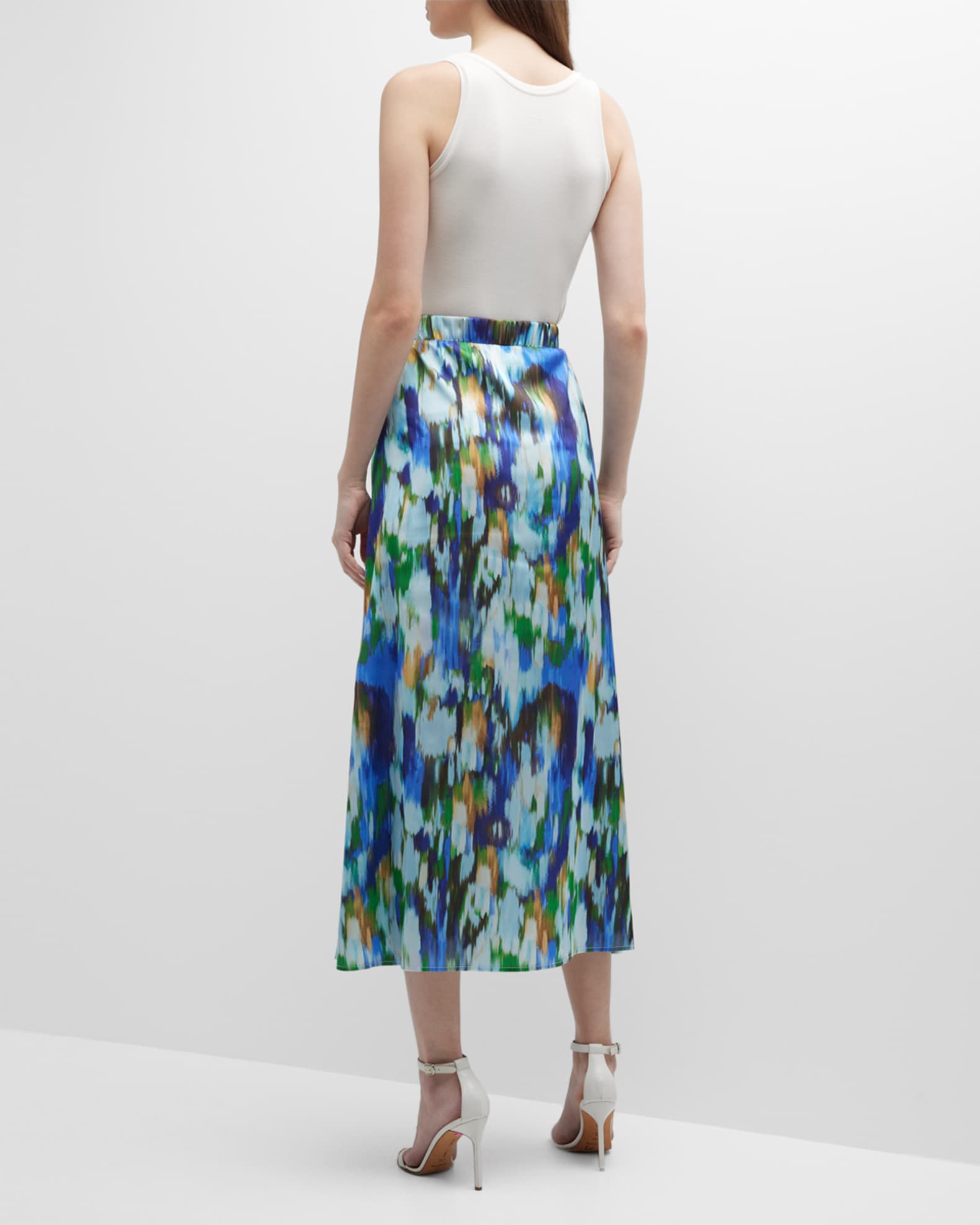 Misook Watercolor-Print A-Line Maxi Skirt | Neiman Marcus