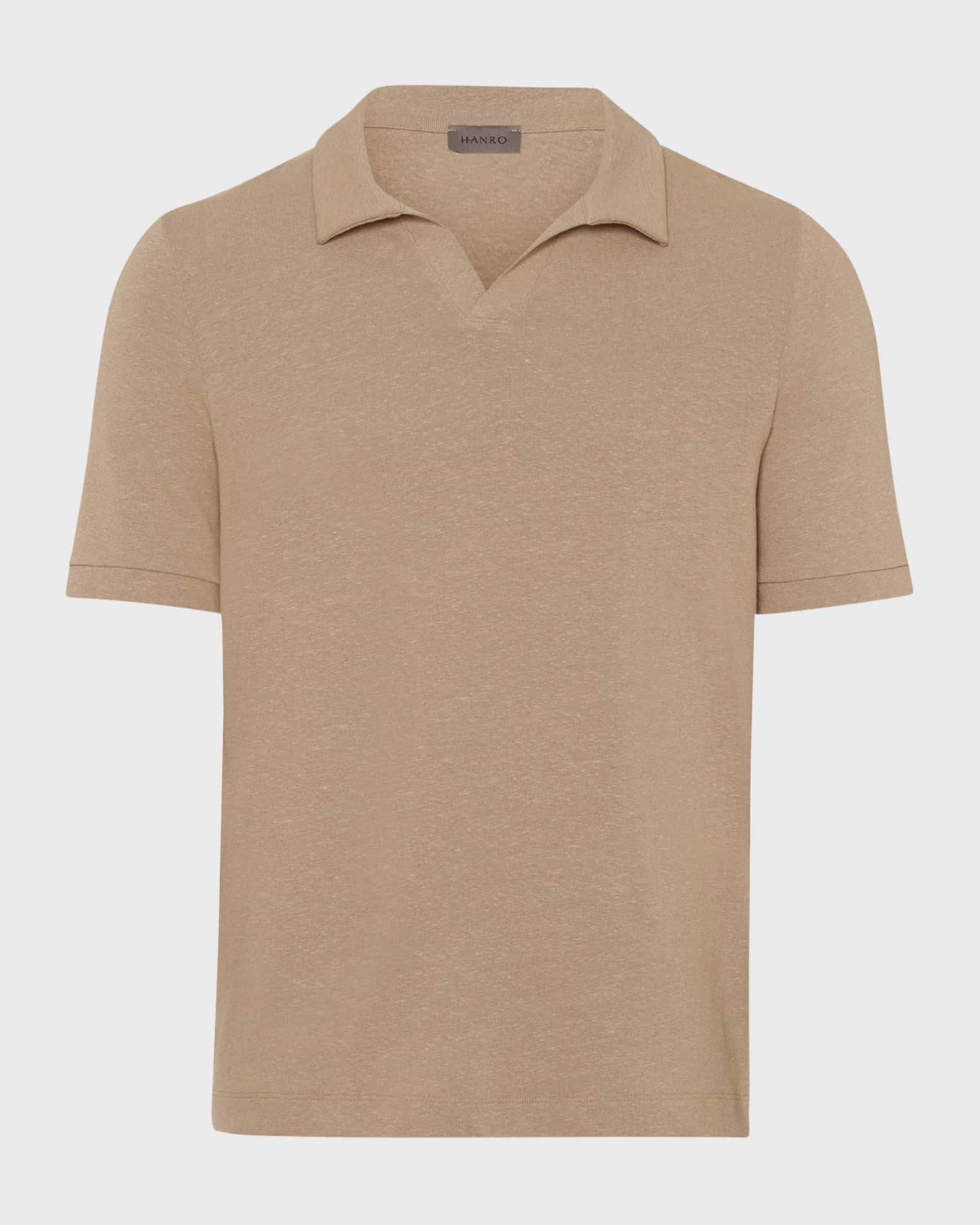 Hanro Men's Cotton-Linen V-Neck Polo Shirt | Neiman Marcus