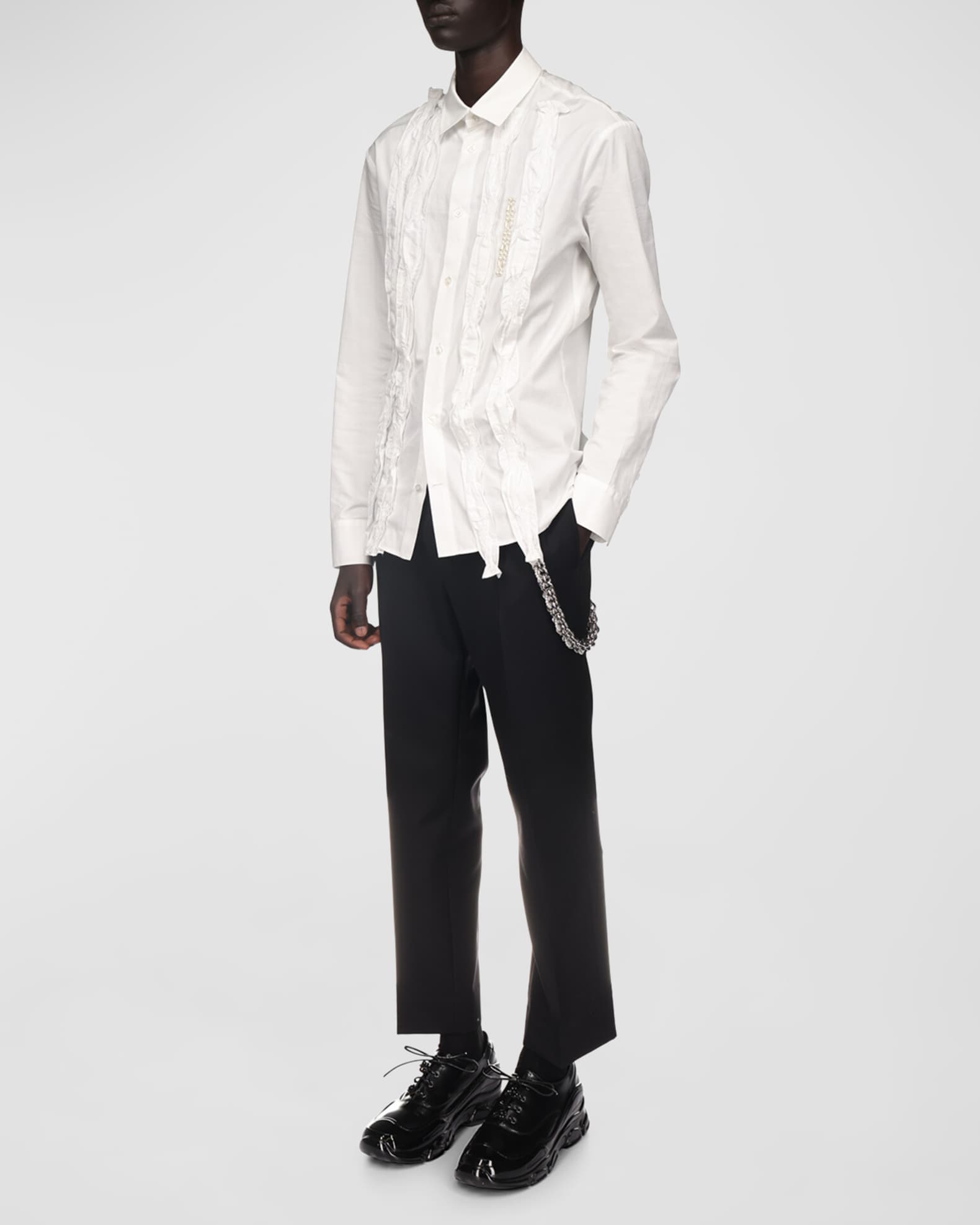Simone Rocha Men's Sport Shirt with Smocking Detail | Neiman Marcus