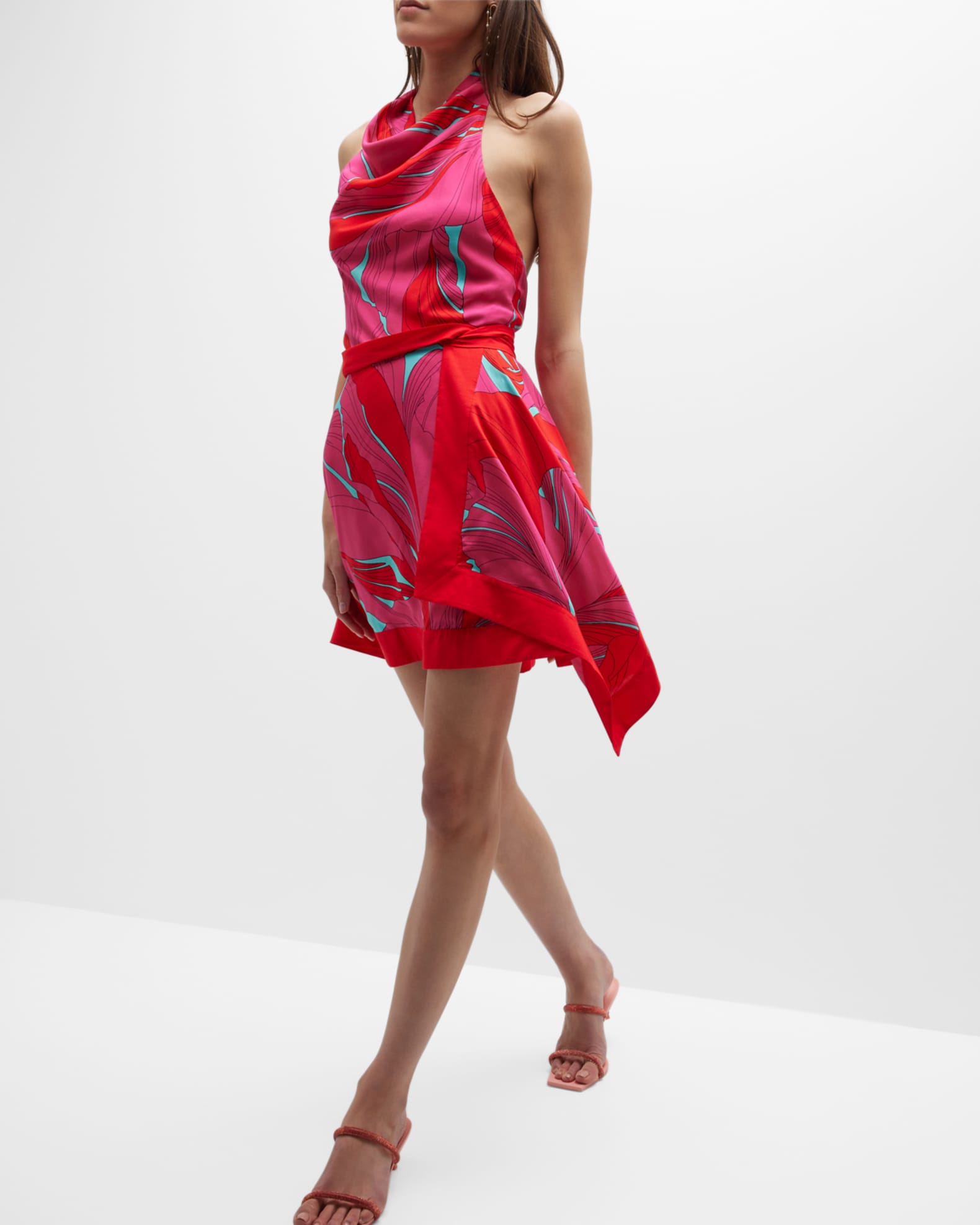 Cult Gaia Bryn Asymmetric Open-Back Halter Mini Dress | Neiman Marcus