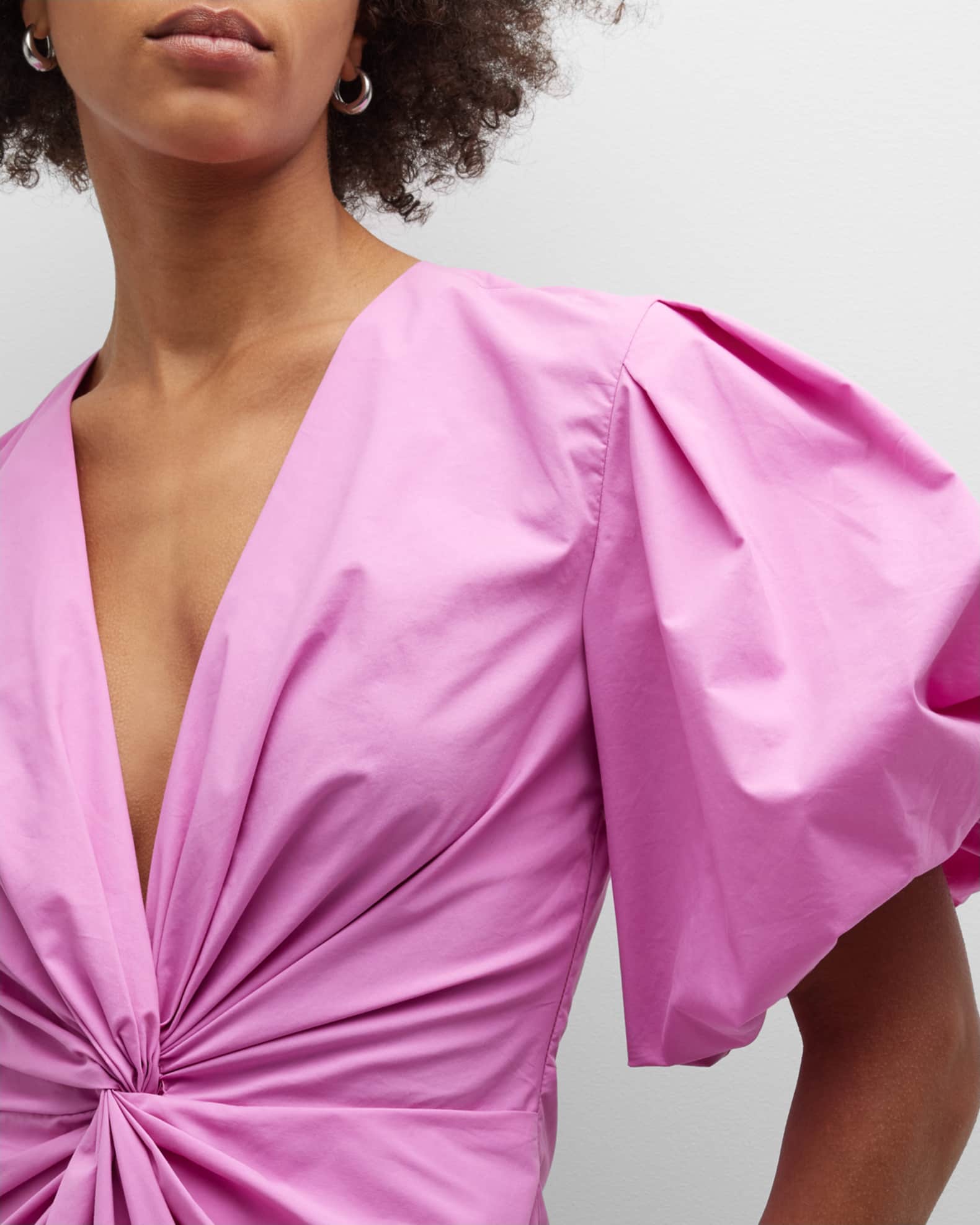 SIMKHAI Rebel Cotton Poplin Puff-Sleeve Top | Neiman Marcus