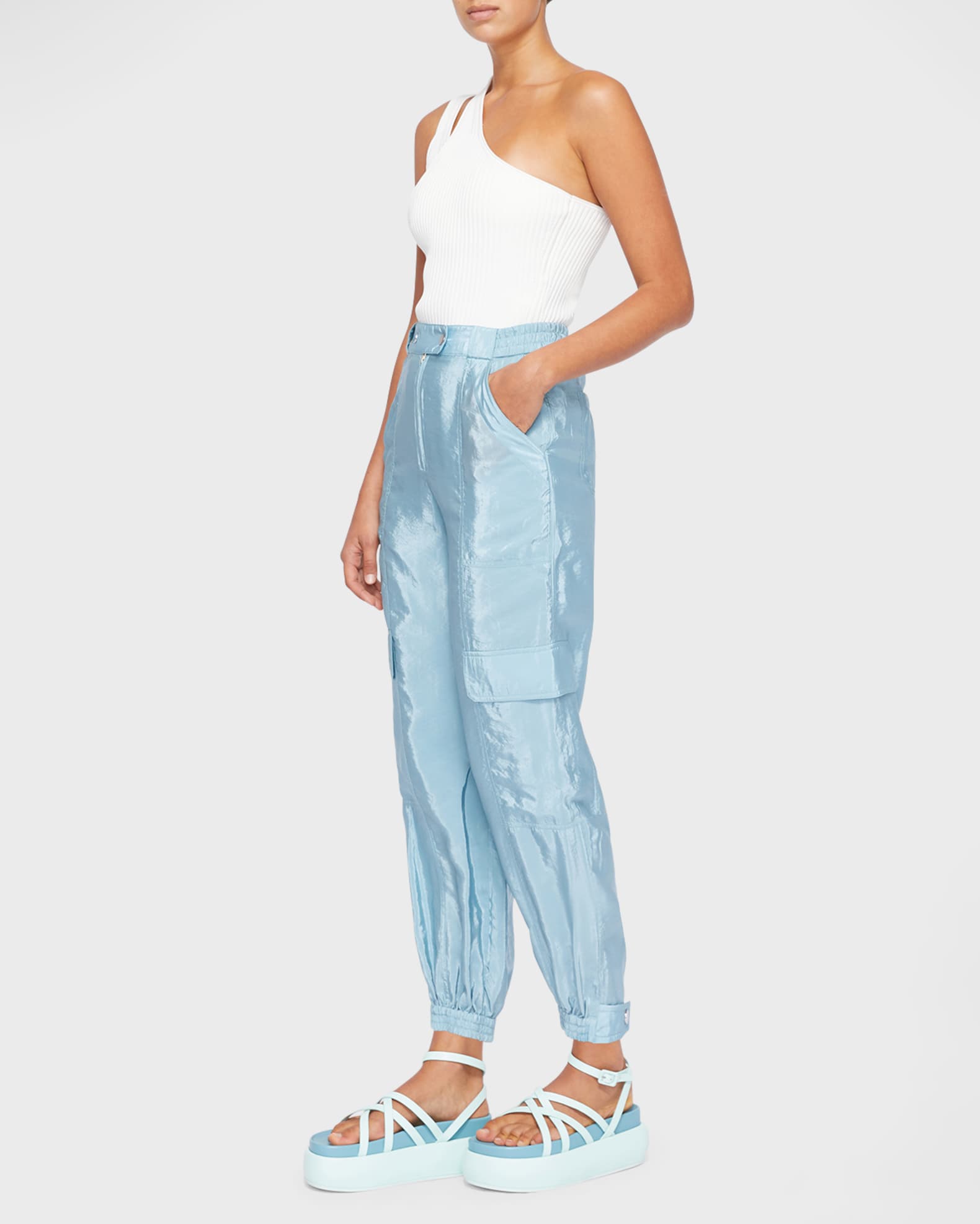 SIMKHAI Artemis Shiny Parachute Cargo Pants | Neiman Marcus