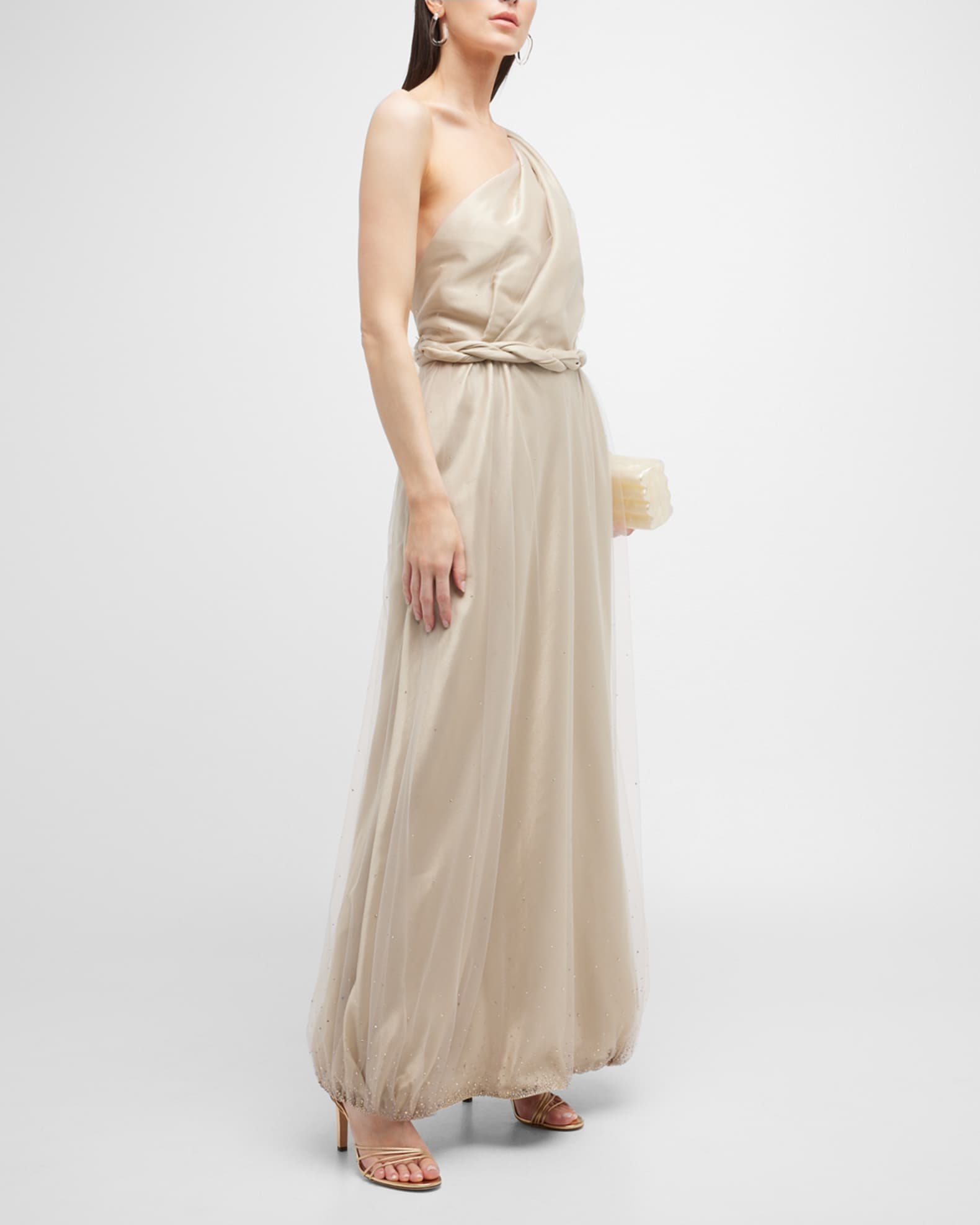Giorgio Armani One-Shoulder Gown with Braided Detail | Neiman Marcus
