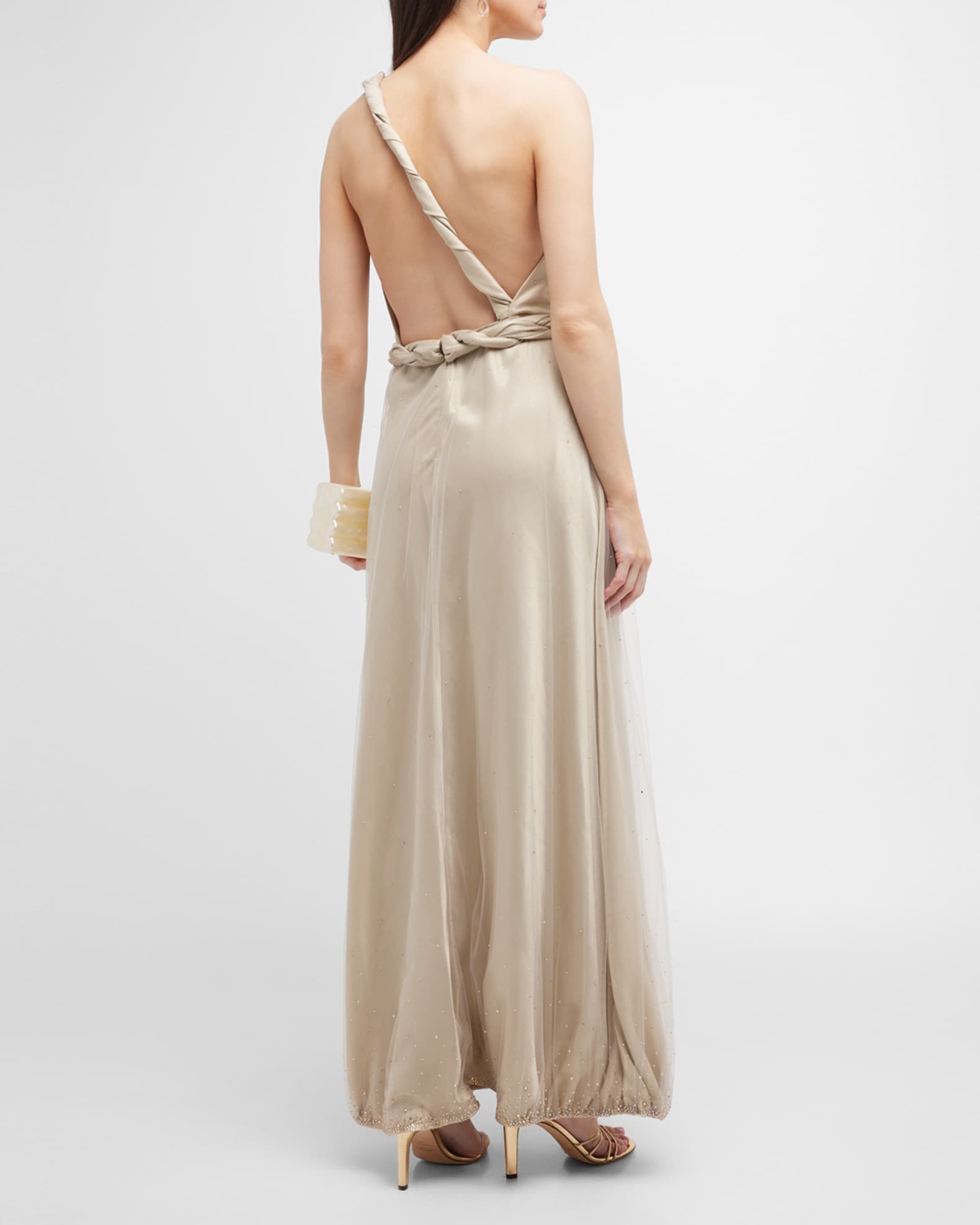 Giorgio Armani One-Shoulder Gown with Braided Detail | Neiman Marcus