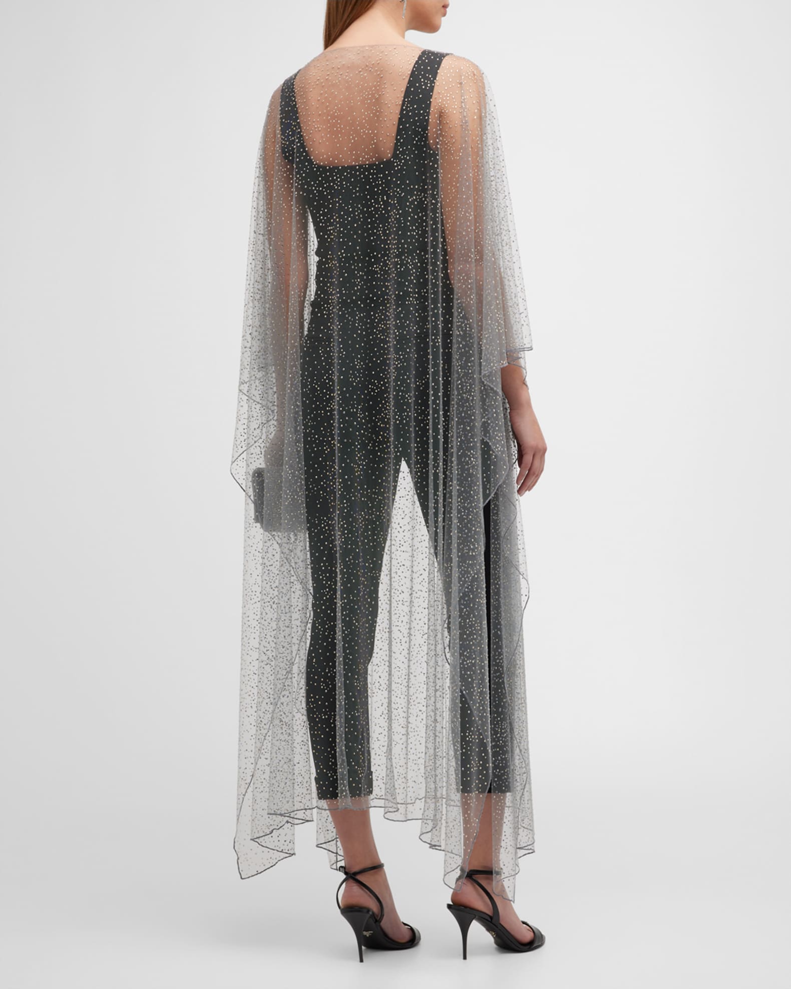 Giorgio Armani Strass Embellished Long Mesh Poncho | Neiman Marcus