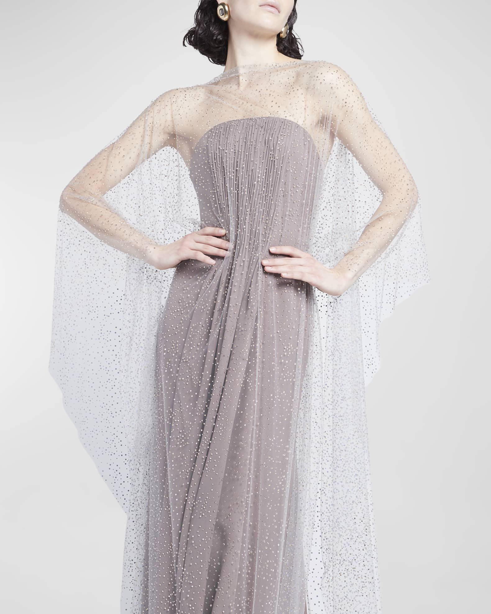 Giorgio Armani Strass Embellished Long Mesh Poncho | Neiman Marcus