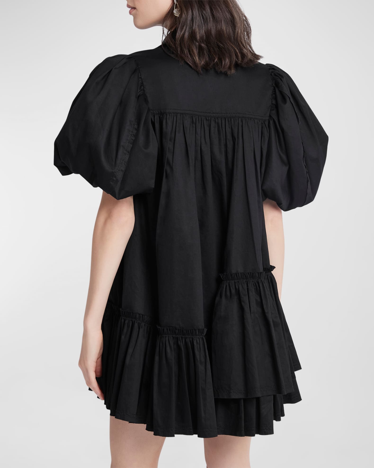 Aje Ambience Smocked Cotton Puff-Sleeve Mini Dress | Neiman Marcus