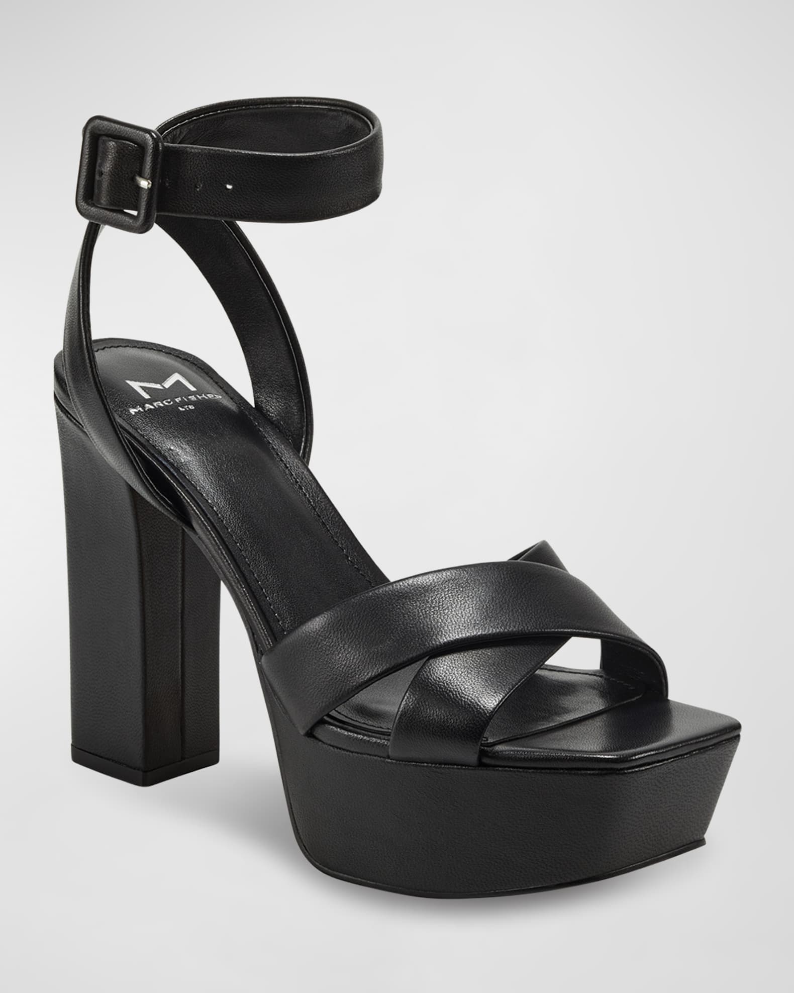 Marc Fisher LTD Faril Metallic Ankle-Strap Platform Sandals | Neiman Marcus