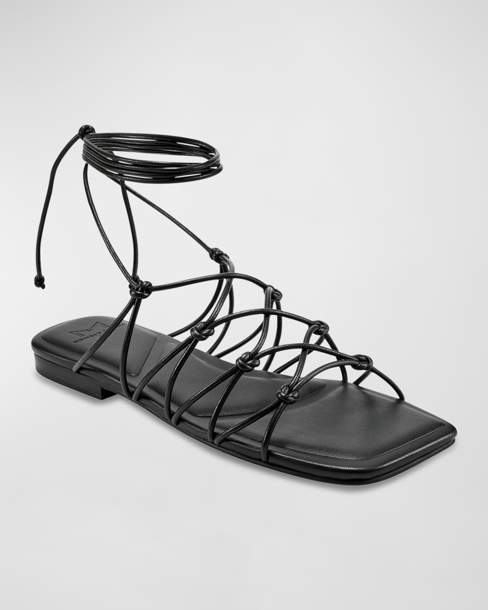 Marc Fisher LTD Monnie Caged Ankle-Wrap Flat Sandals | Neiman Marcus