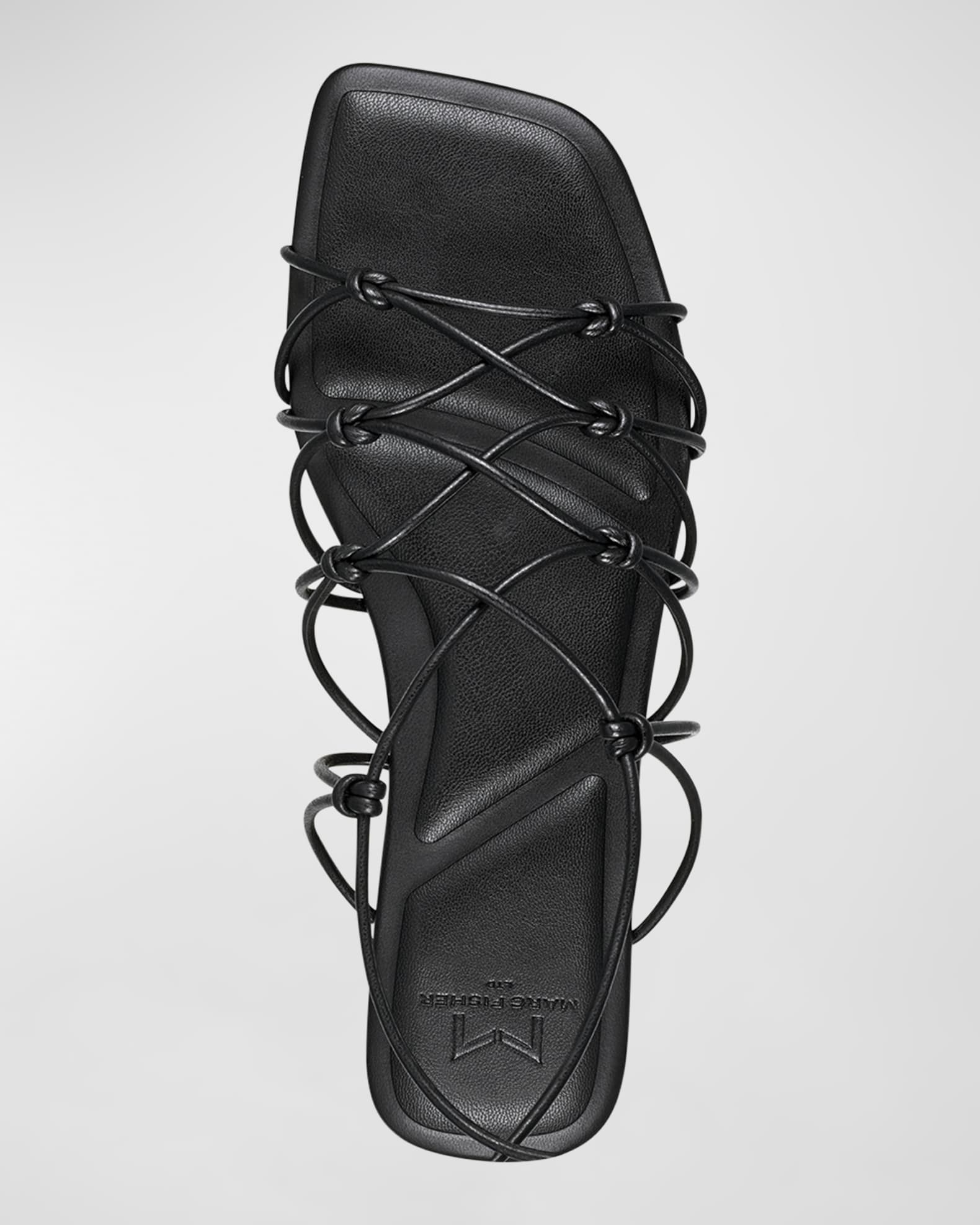 Marc Fisher LTD Monnie Caged Ankle-Wrap Flat Sandals | Neiman Marcus
