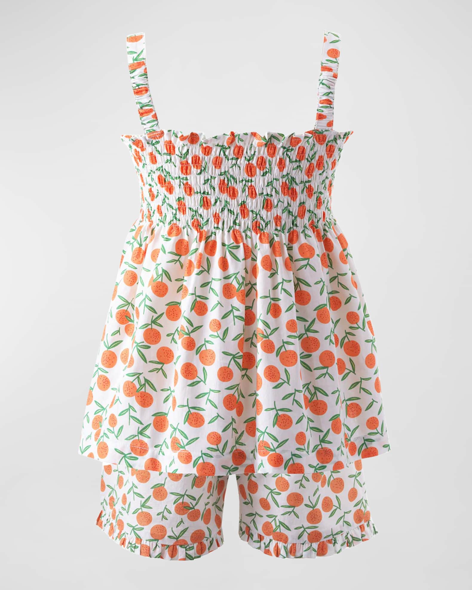 Rachel Riley Girl's Two-Piece Tangerine-Print Set, Size 2-8 | Neiman Marcus