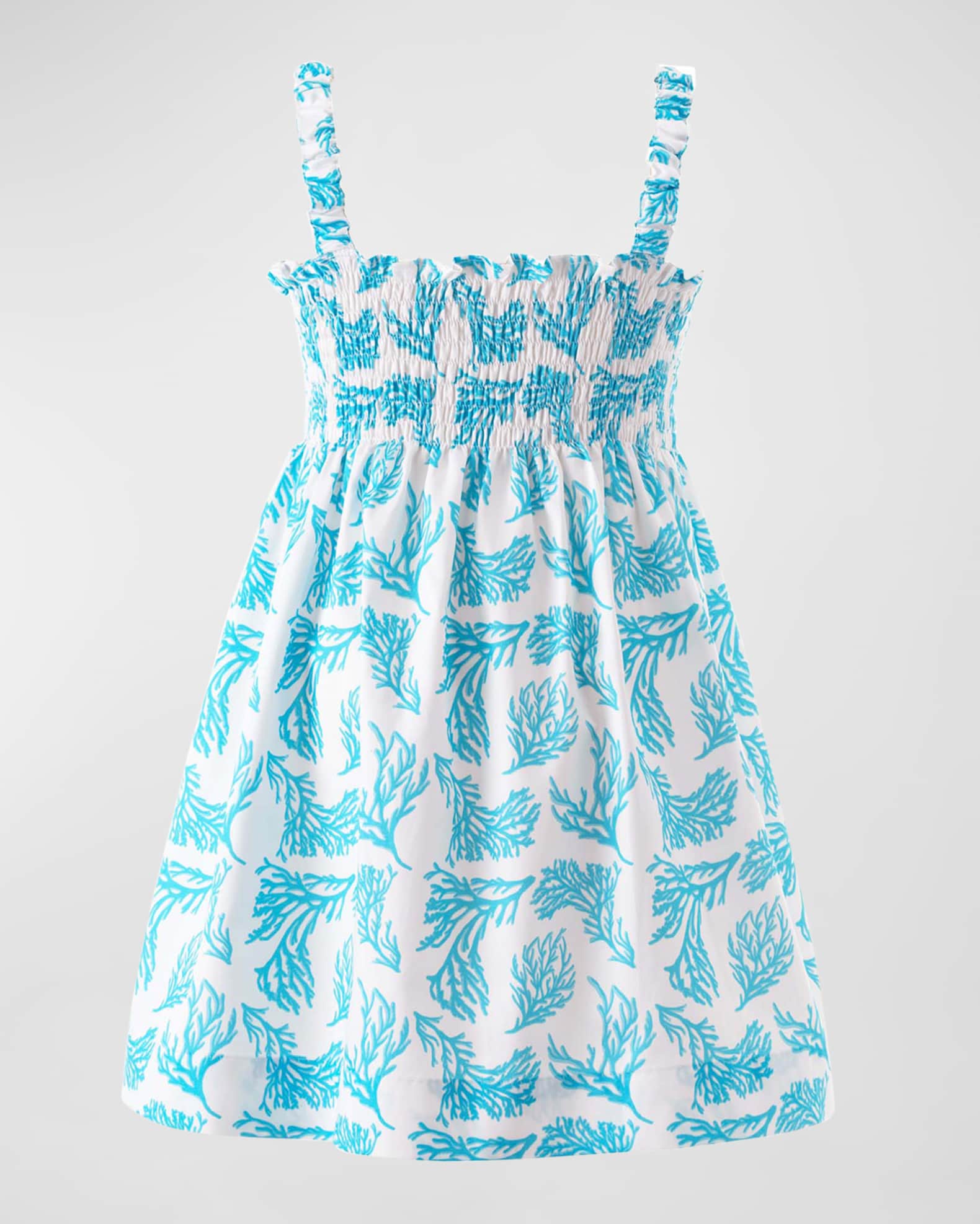 Rachel Riley Girl's Coral-Print Sundress, Size 3T-10 | Neiman Marcus