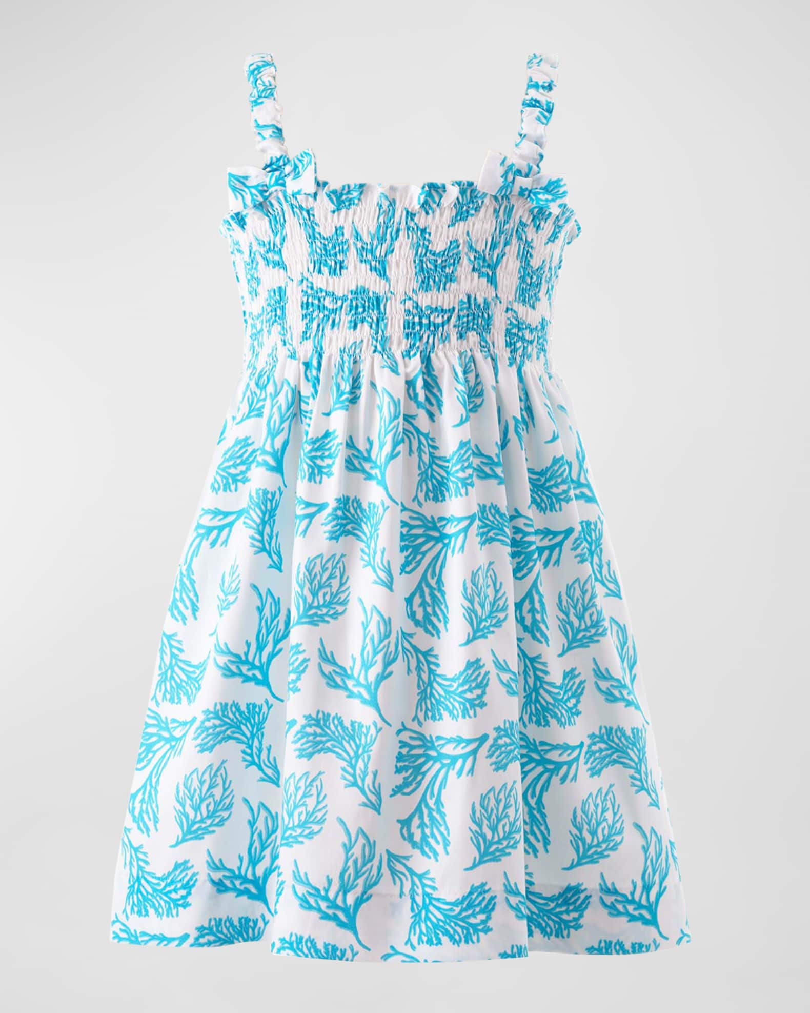 Rachel Riley Girl's Coral-Print Sundress, Size 3T-10 | Neiman Marcus