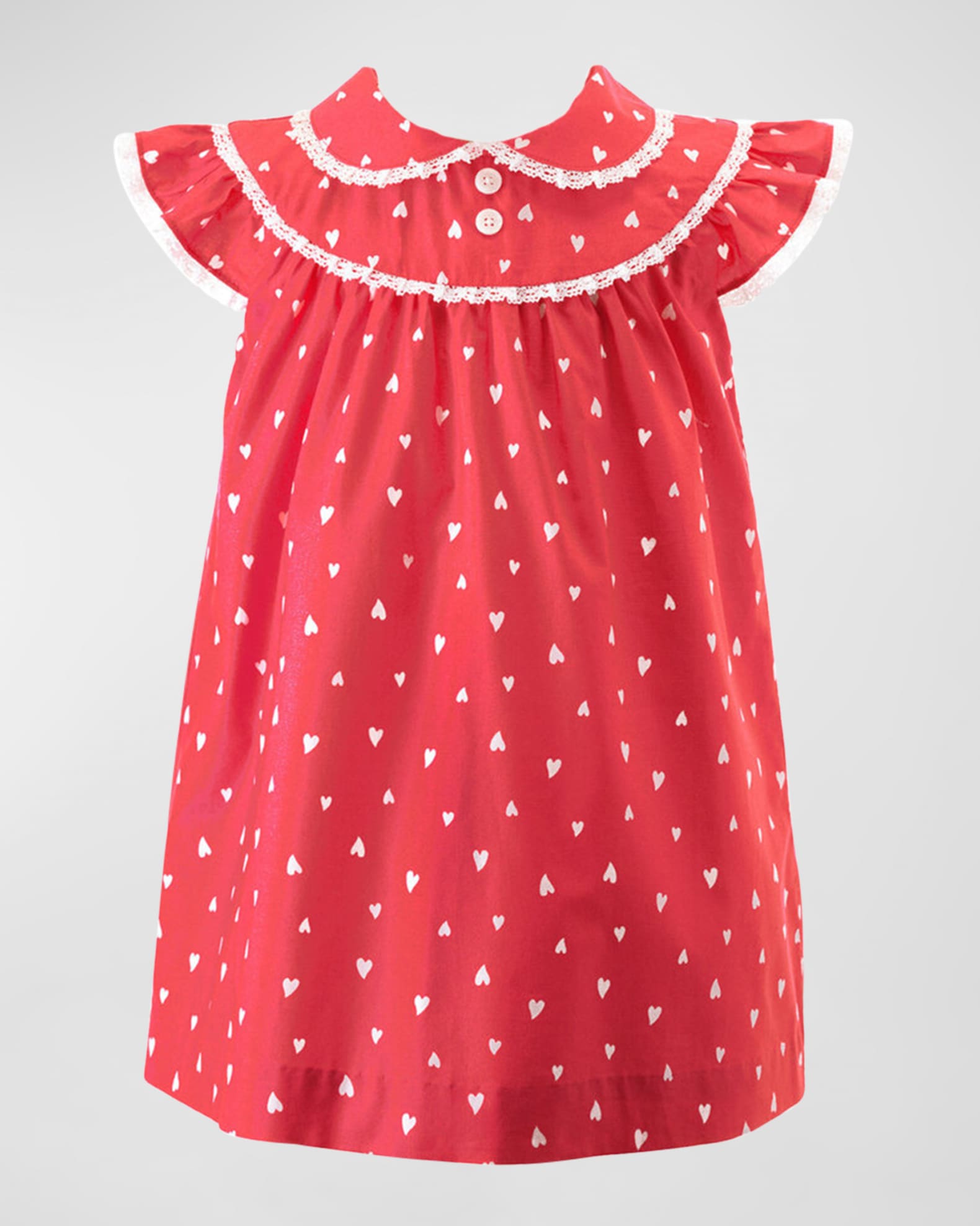 Rachel Riley Girl's Heart-Print Lace Trim Dress, Size 2-8 | Neiman Marcus
