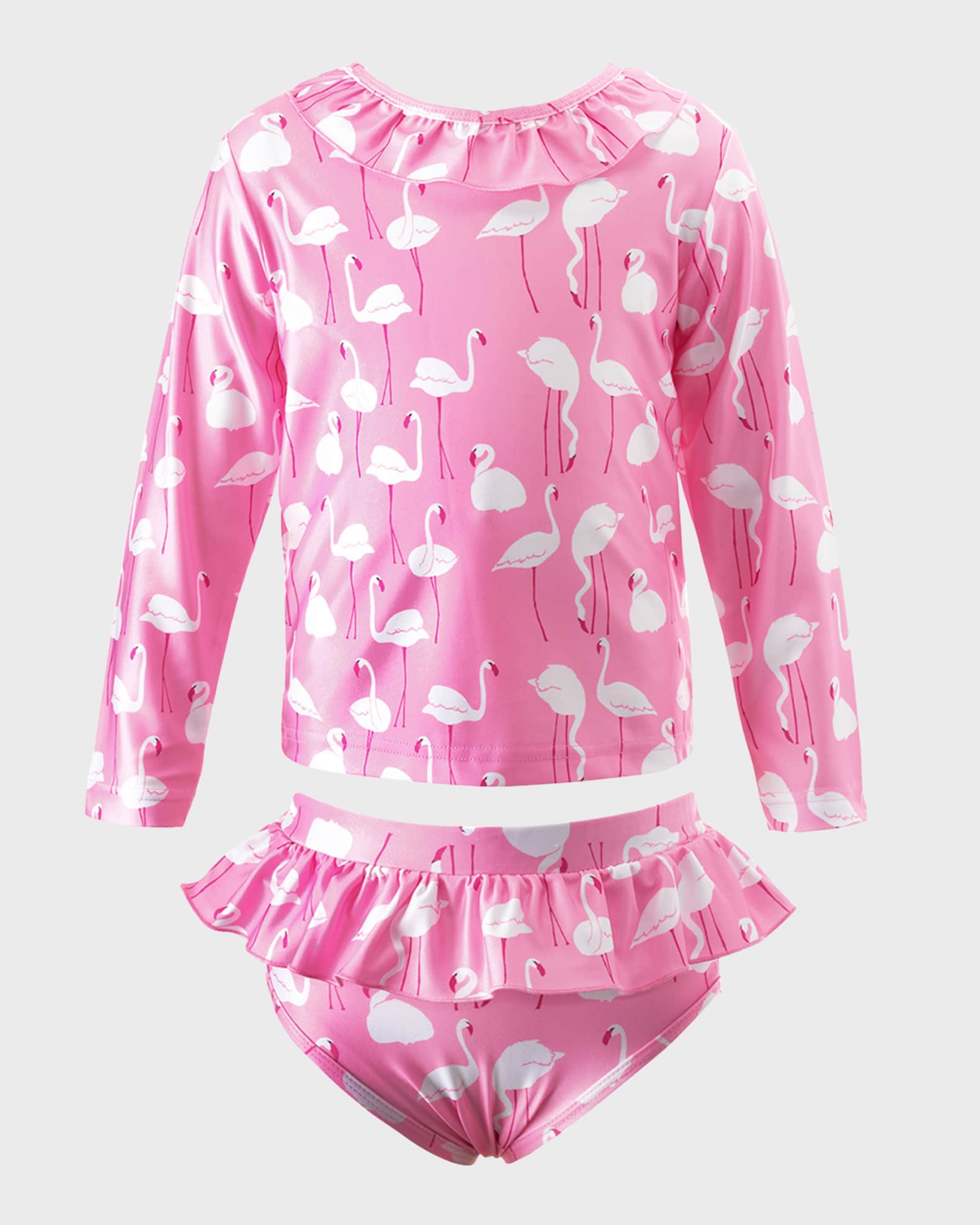 Rachel Riley Girl's Flamingo Rash Guard Set, Size 2-12 | Neiman Marcus