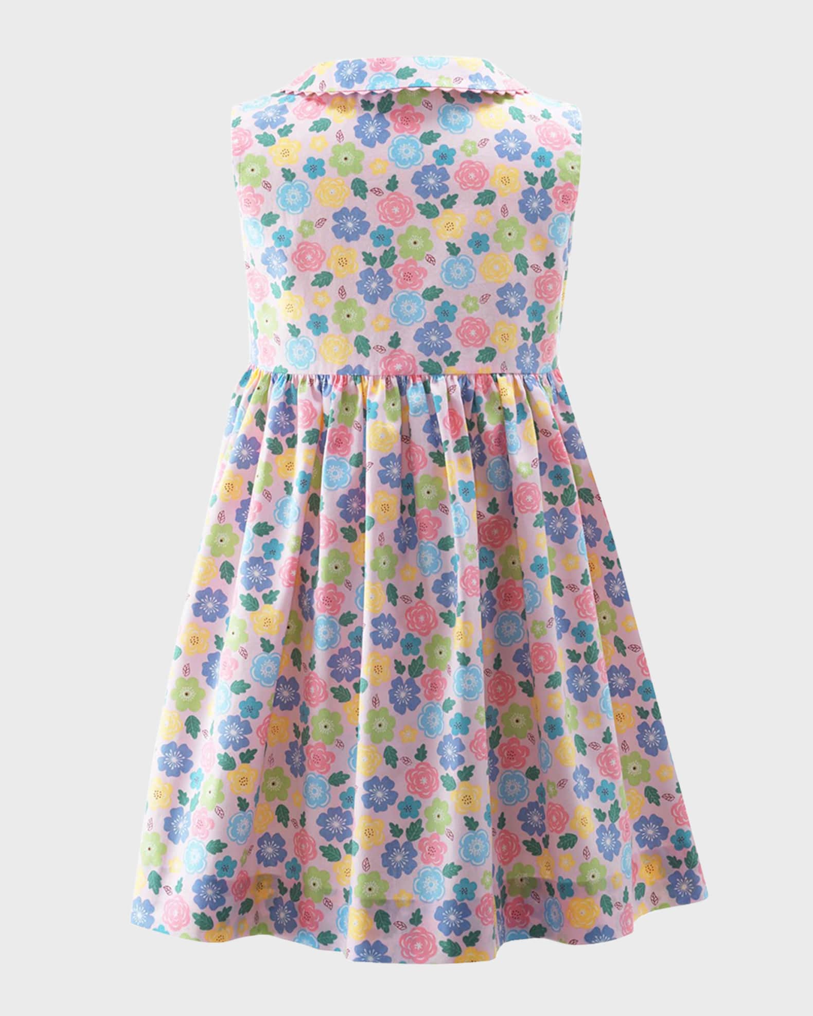 Rachel Riley Girl's Hibiscus Button-Front Dress, Size 2-10 | Neiman Marcus