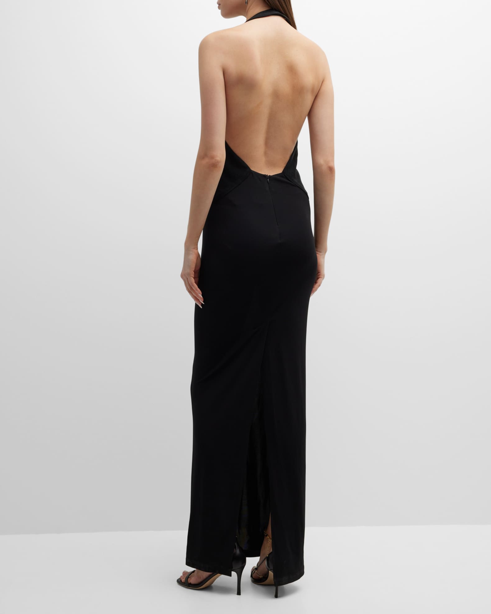 Christopher Esber Plunging Slope Halter Maxi Dress | Neiman Marcus