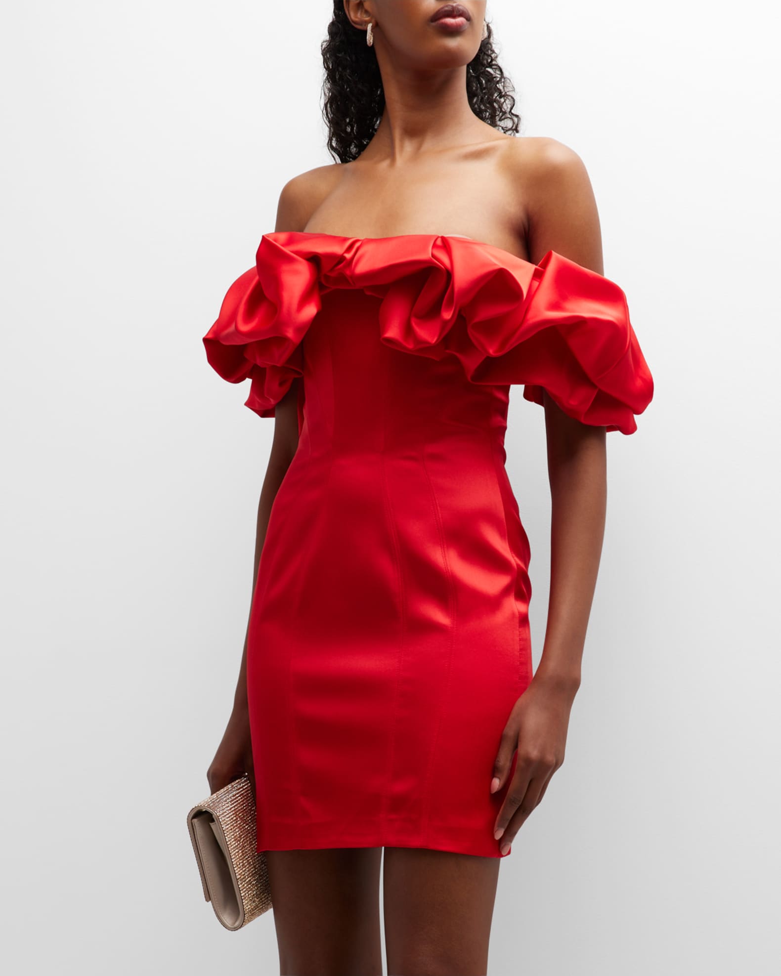 GIGII'S Vienna Off-Shoulder Ruffle Mini Dress | Neiman Marcus