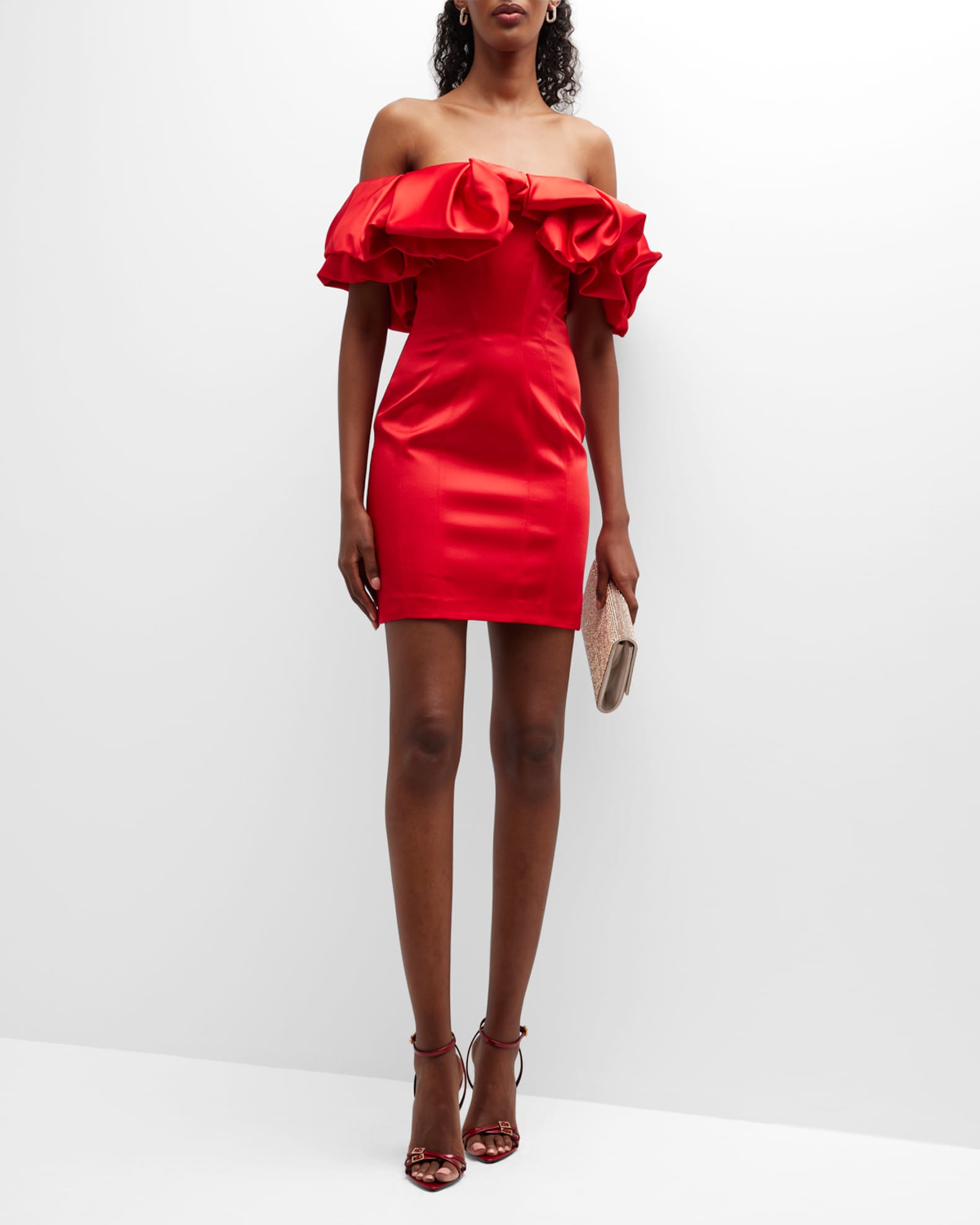 GIGII'S Vienna Off-Shoulder Ruffle Mini Dress | Neiman Marcus