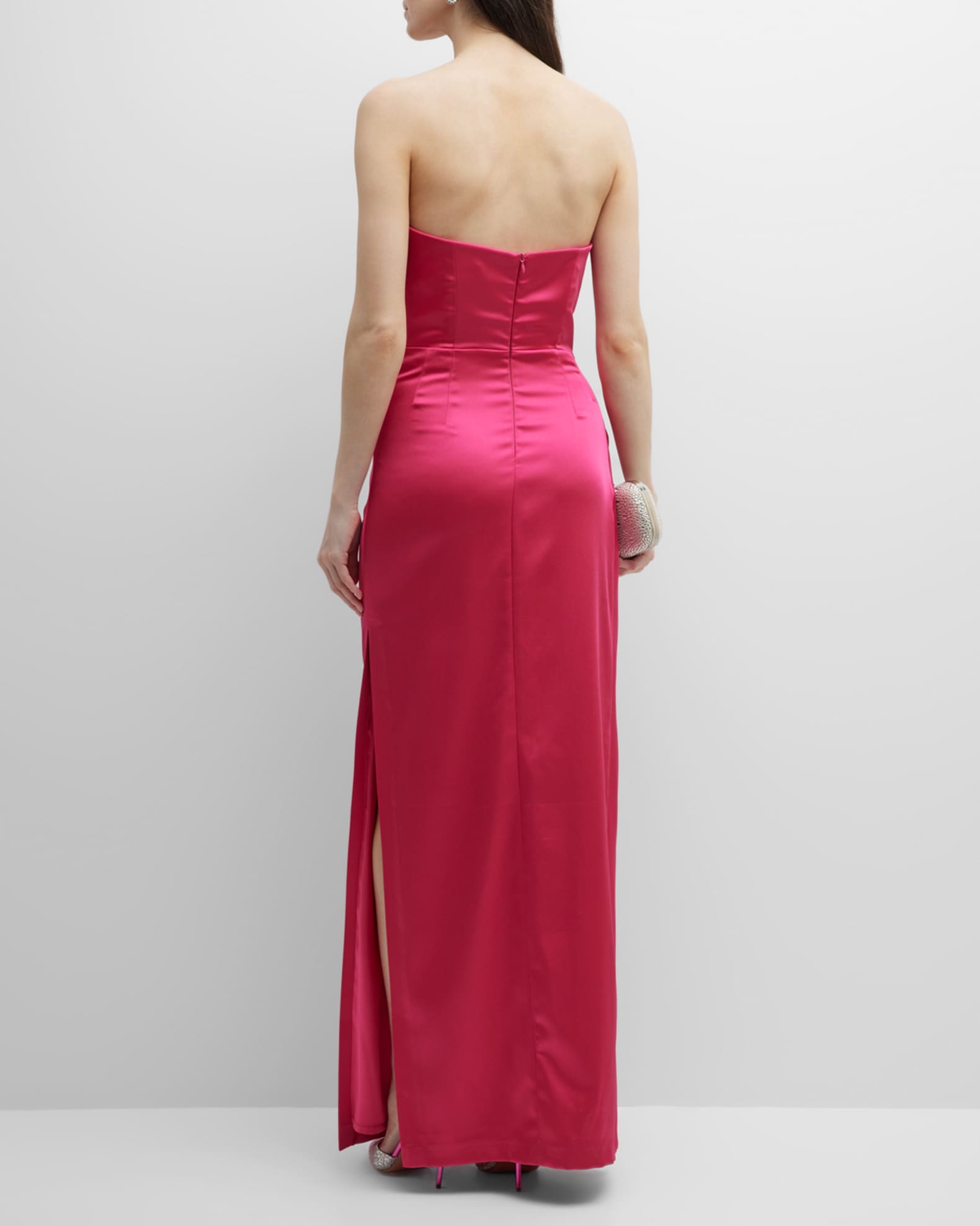 GIGII'S Doutzen Strapless Ruched Satin Gown | Neiman Marcus