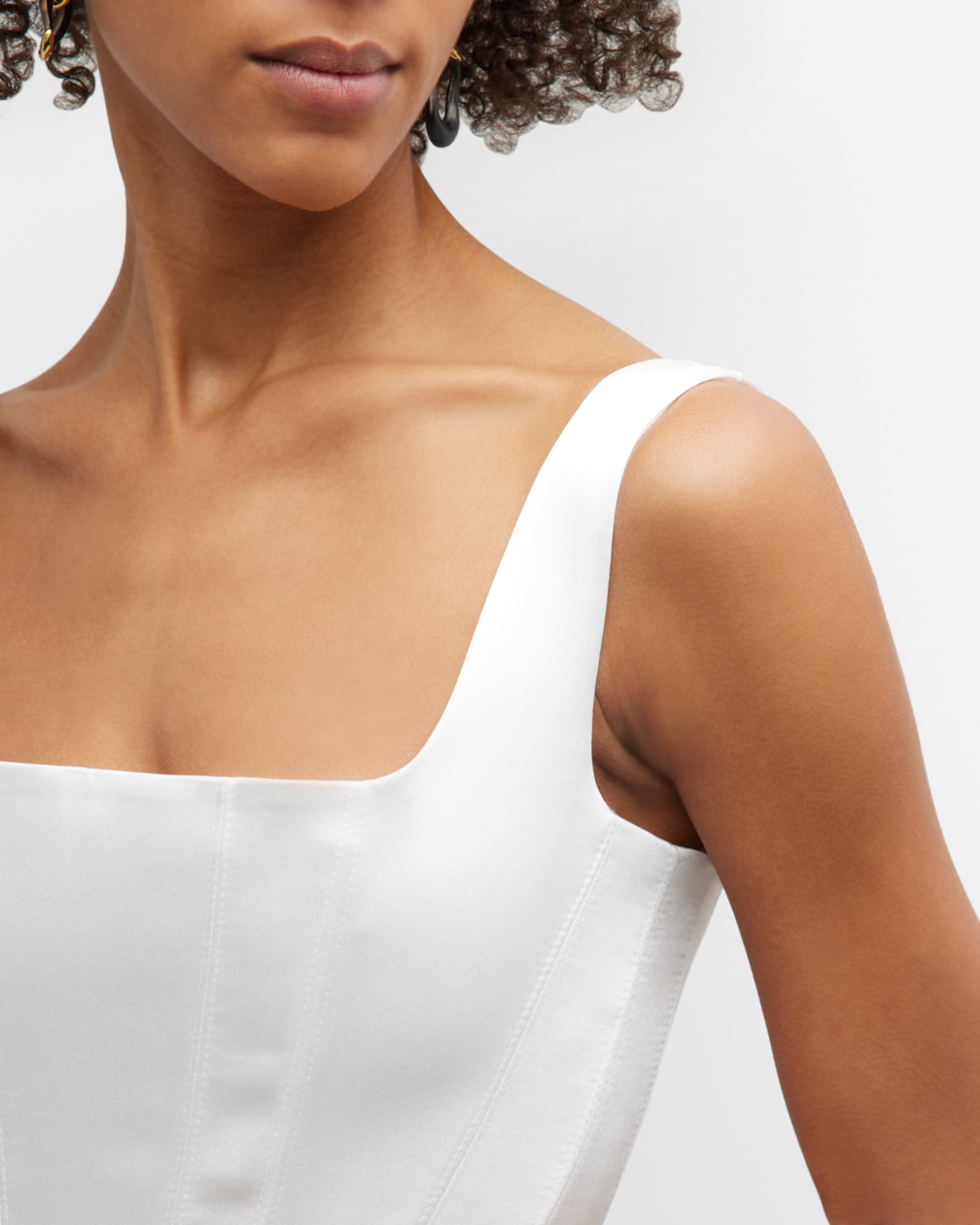 GIGII'S Goya Sleeveless Square-Neck Satin Midi Dress | Neiman Marcus