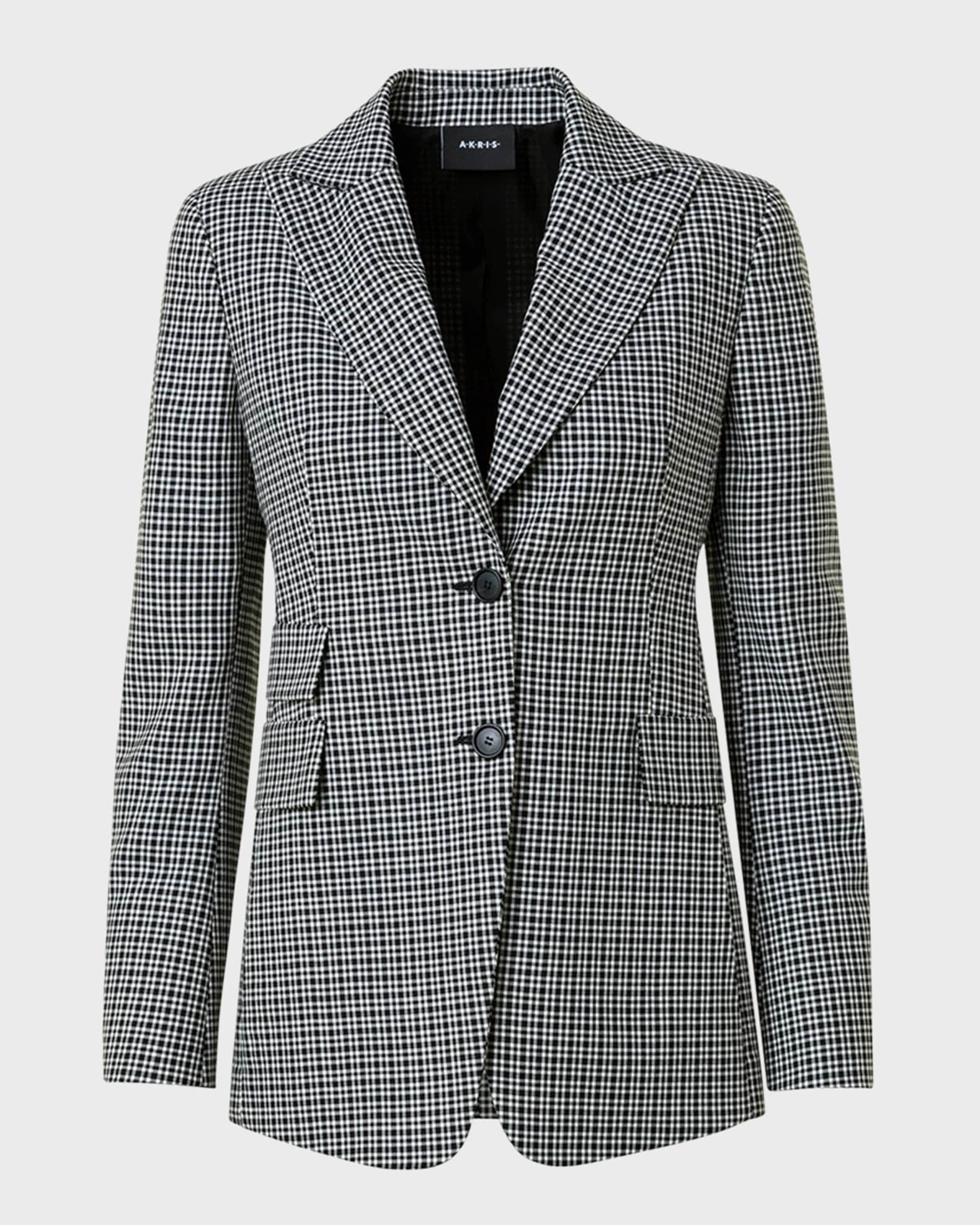 Akris Micro-Check Wool Blazer Jacket | Neiman Marcus