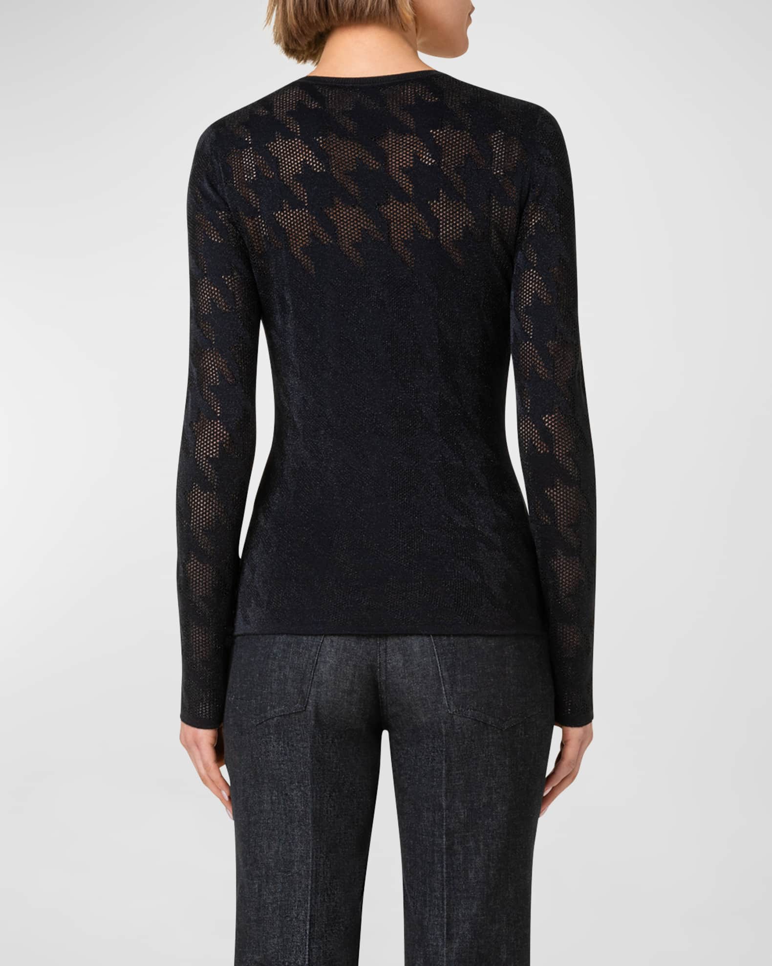 Akris Pied de Poule Jacquard Wool Knit Sweater | Neiman Marcus