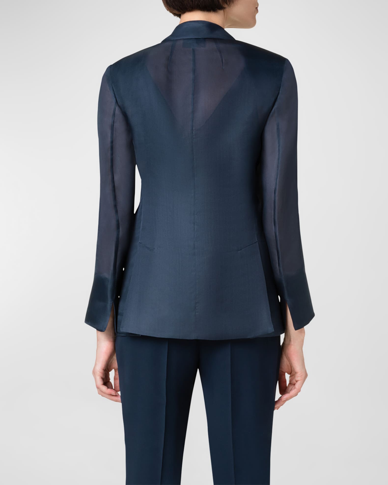 Akris Semi-Sheer Satin Blazer Jacket | Neiman Marcus