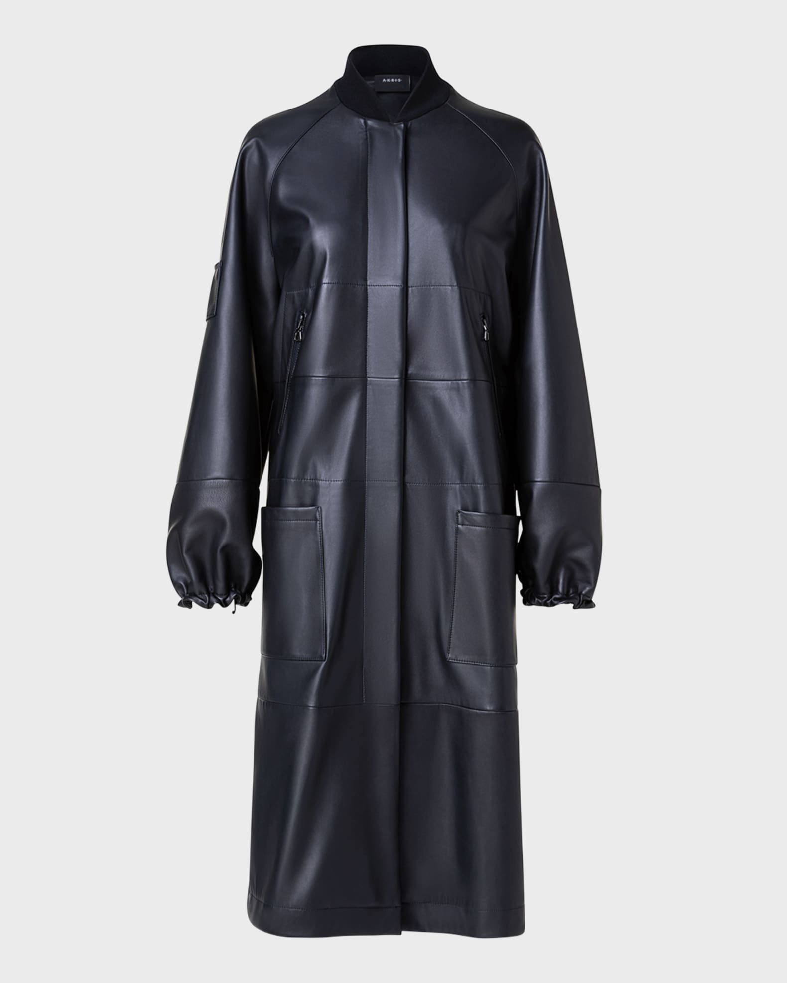 Akris Nappa Leather Long Bomber Coat | Neiman Marcus