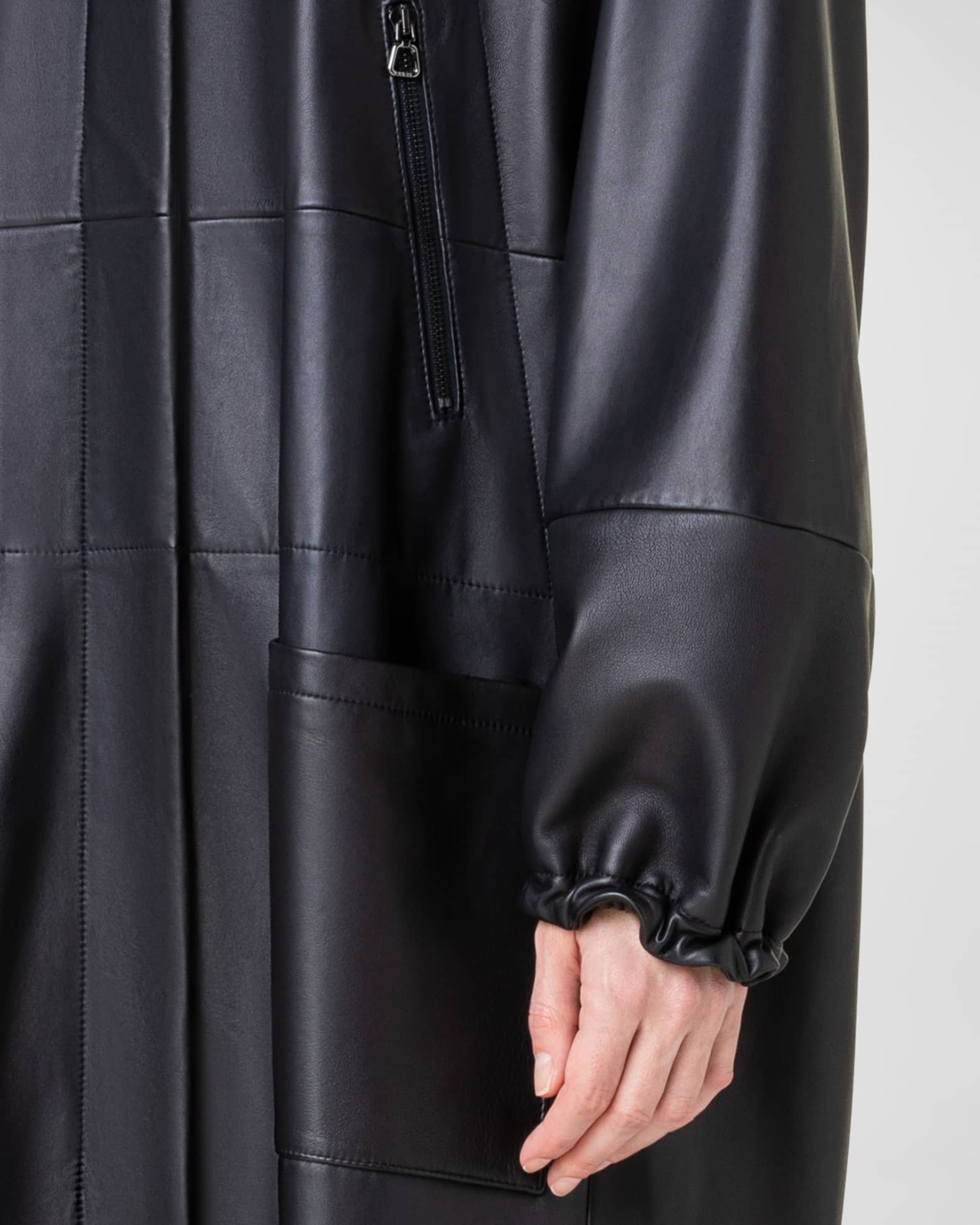 Akris Nappa Leather Long Bomber Coat | Neiman Marcus