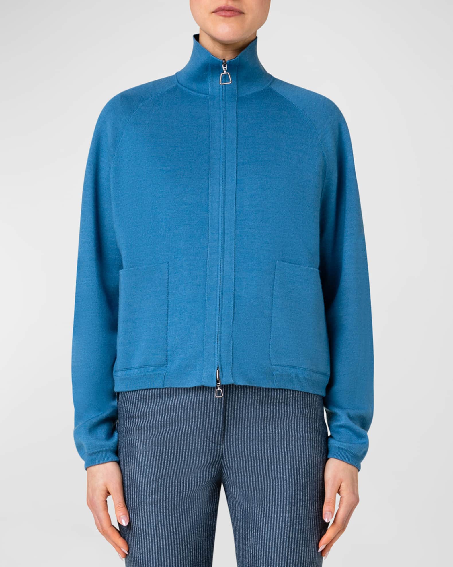 Akris Reversible Wool Short Knit Jacket | Neiman Marcus