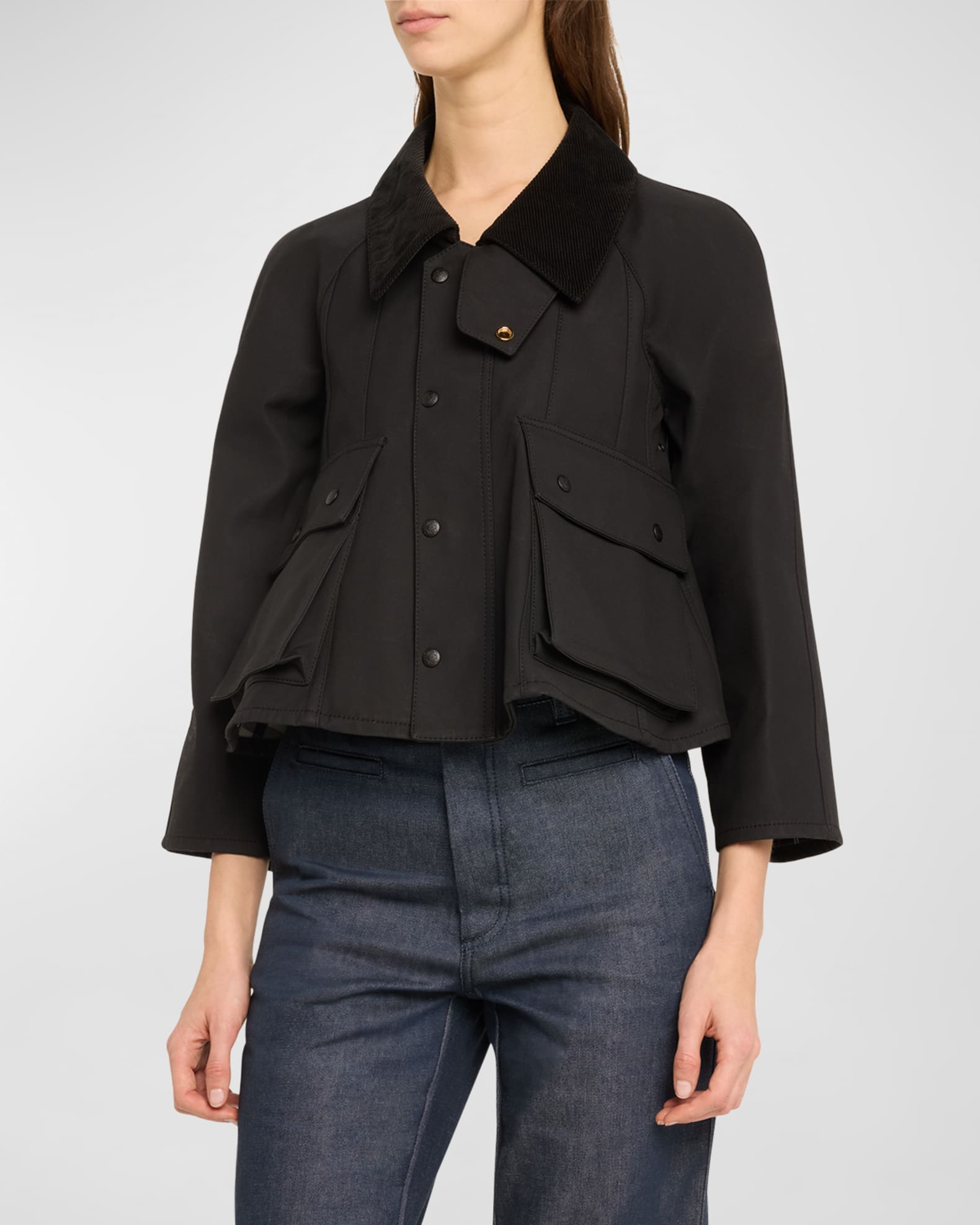 Loewe Short Trapeze Parka Jacket with Patch Pockets | Neiman Marcus