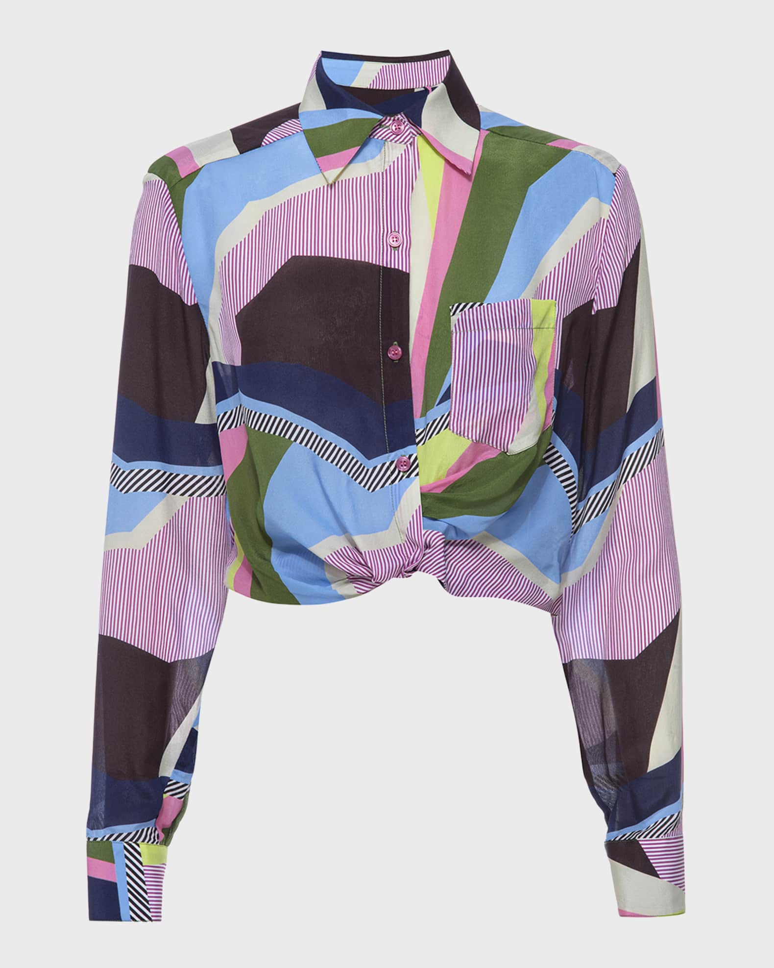 Le Superbe Sunset Tower Cropped Tuck Blouse | Neiman Marcus