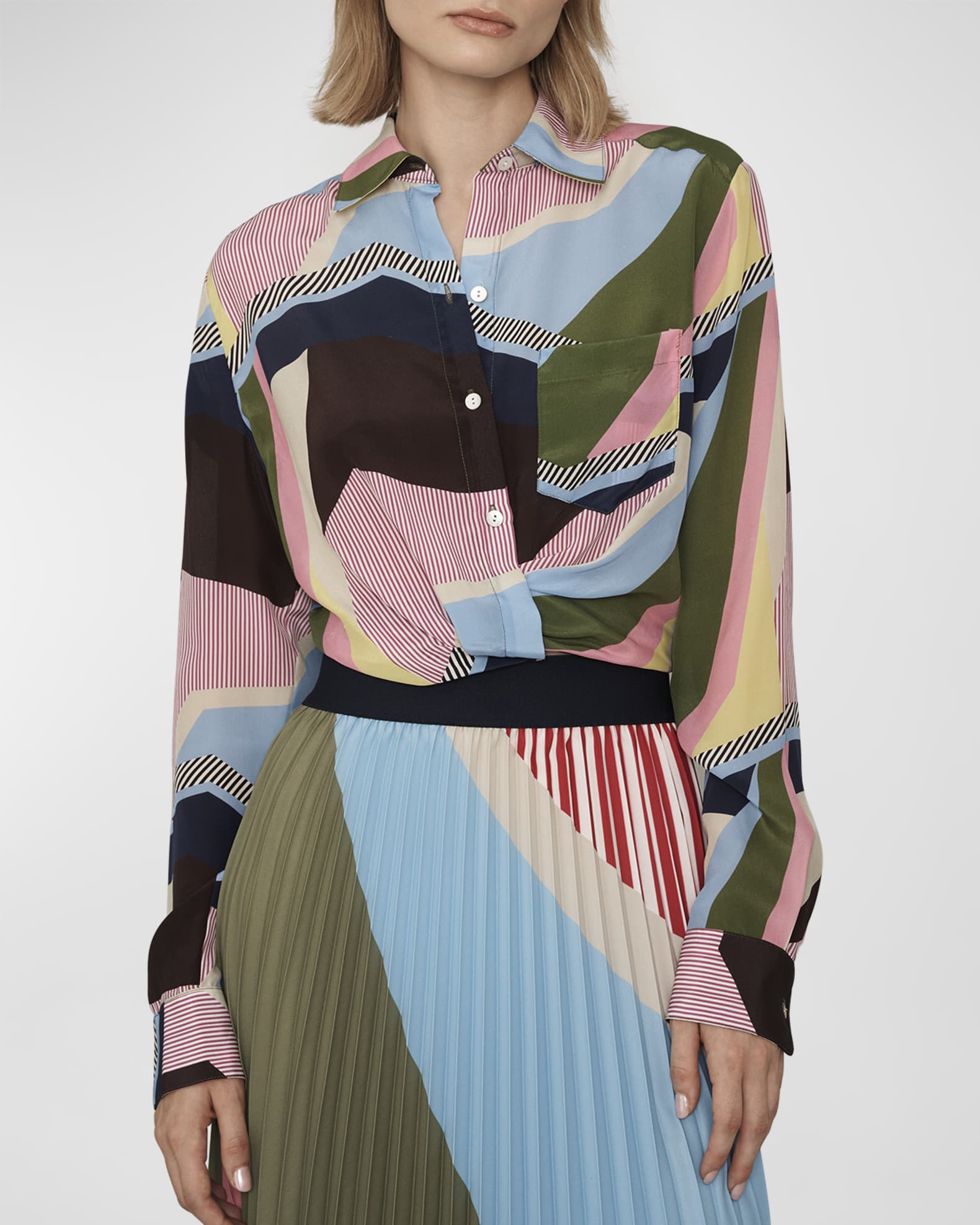 Le Superbe Sunset Tower Cropped Tuck Blouse | Neiman Marcus
