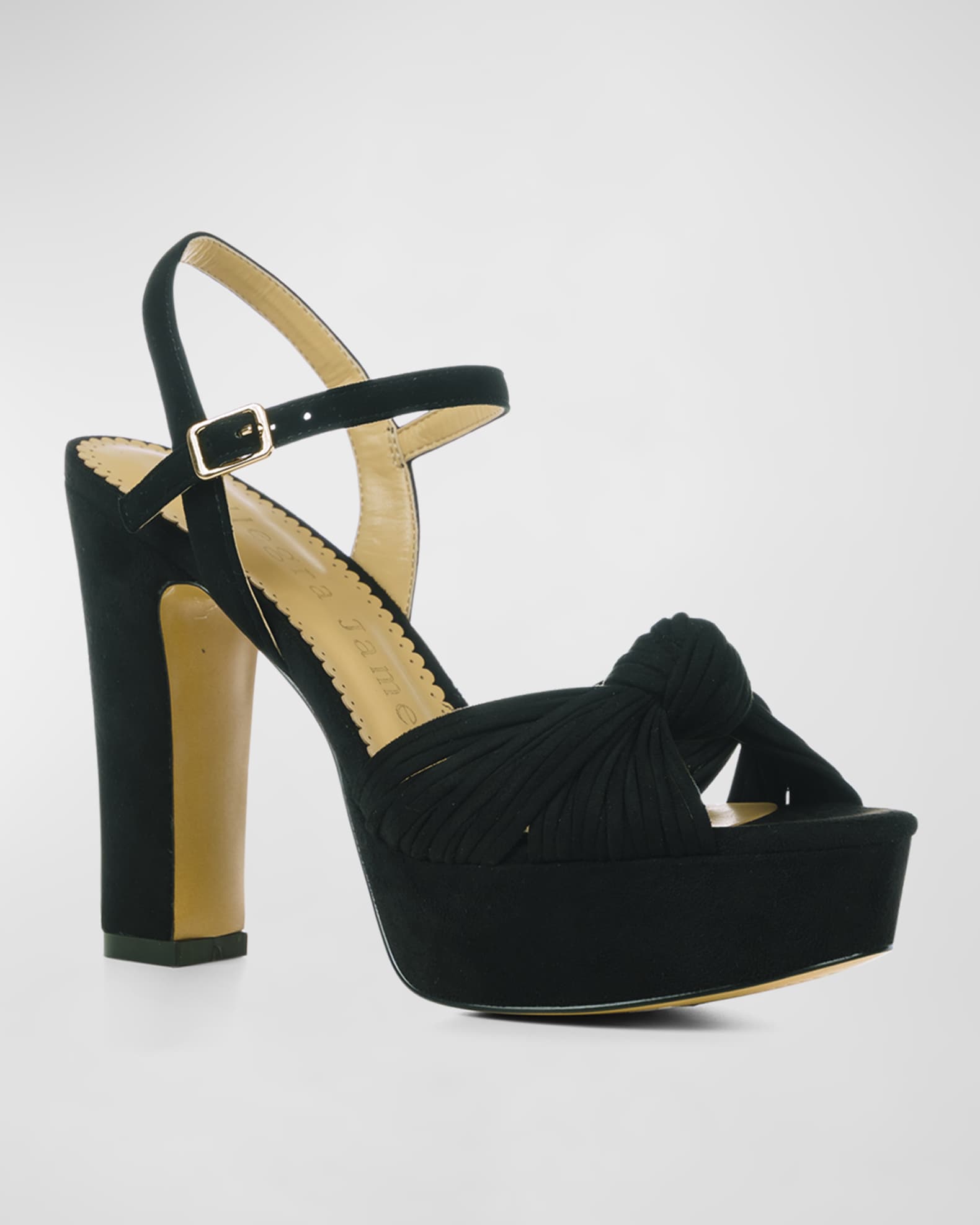 Allegra James Liv Knot Suede Platform Sandals | Neiman Marcus