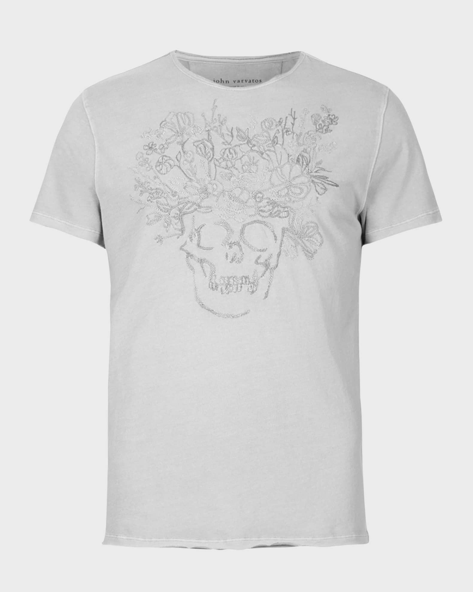 John Varvatos Men's Floral Skull T-Shirt | Neiman Marcus